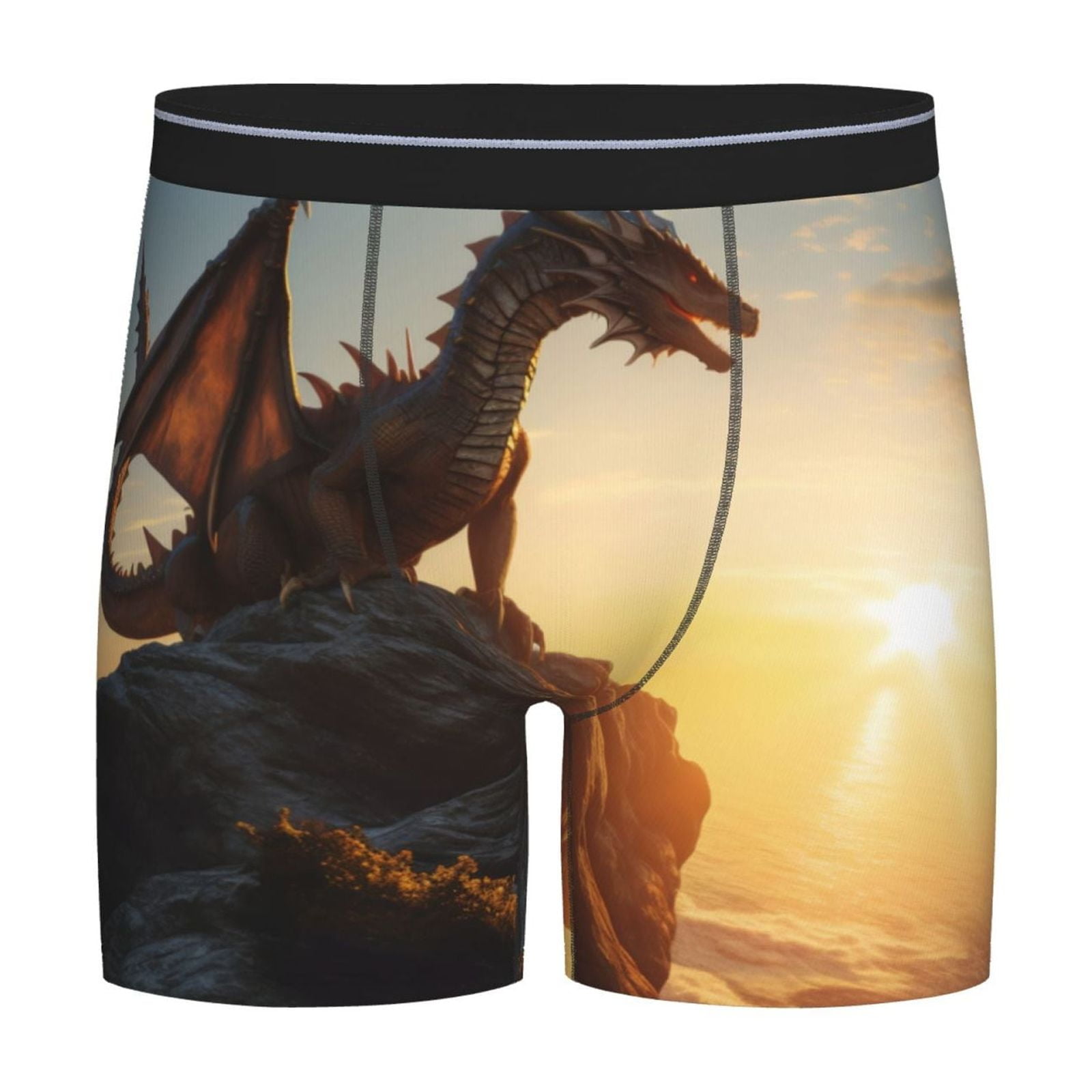 Qokaie Seaside Sunset Cool Dragon for Men's Cotton Briefs Underwear ...