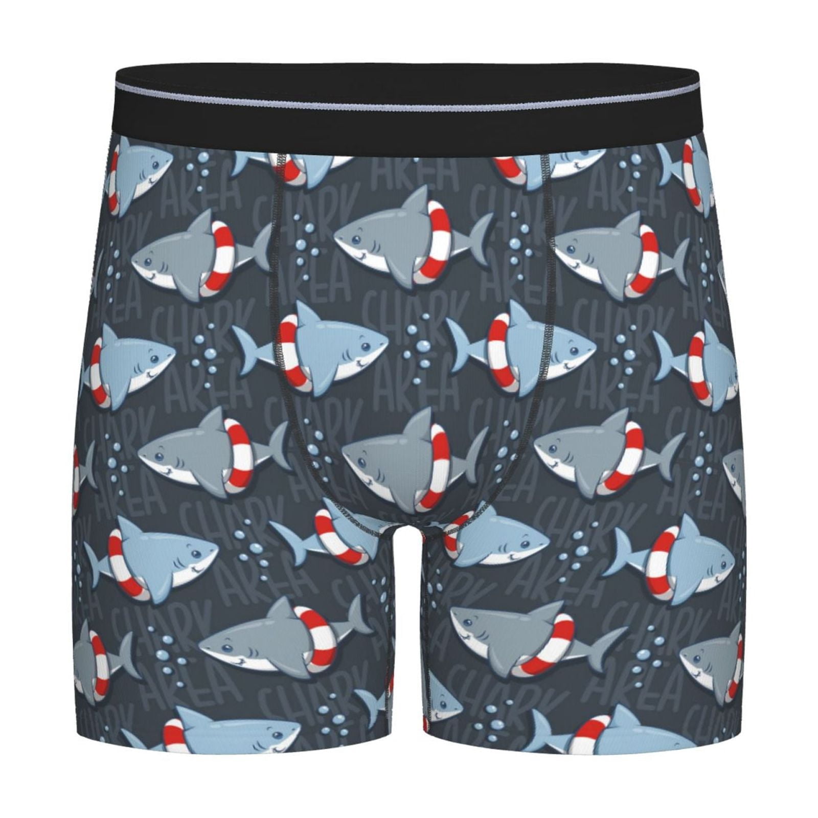 Qokaie Shark Wearing Swim Ring for Men's Cotton Briefs Underwear, Long ...