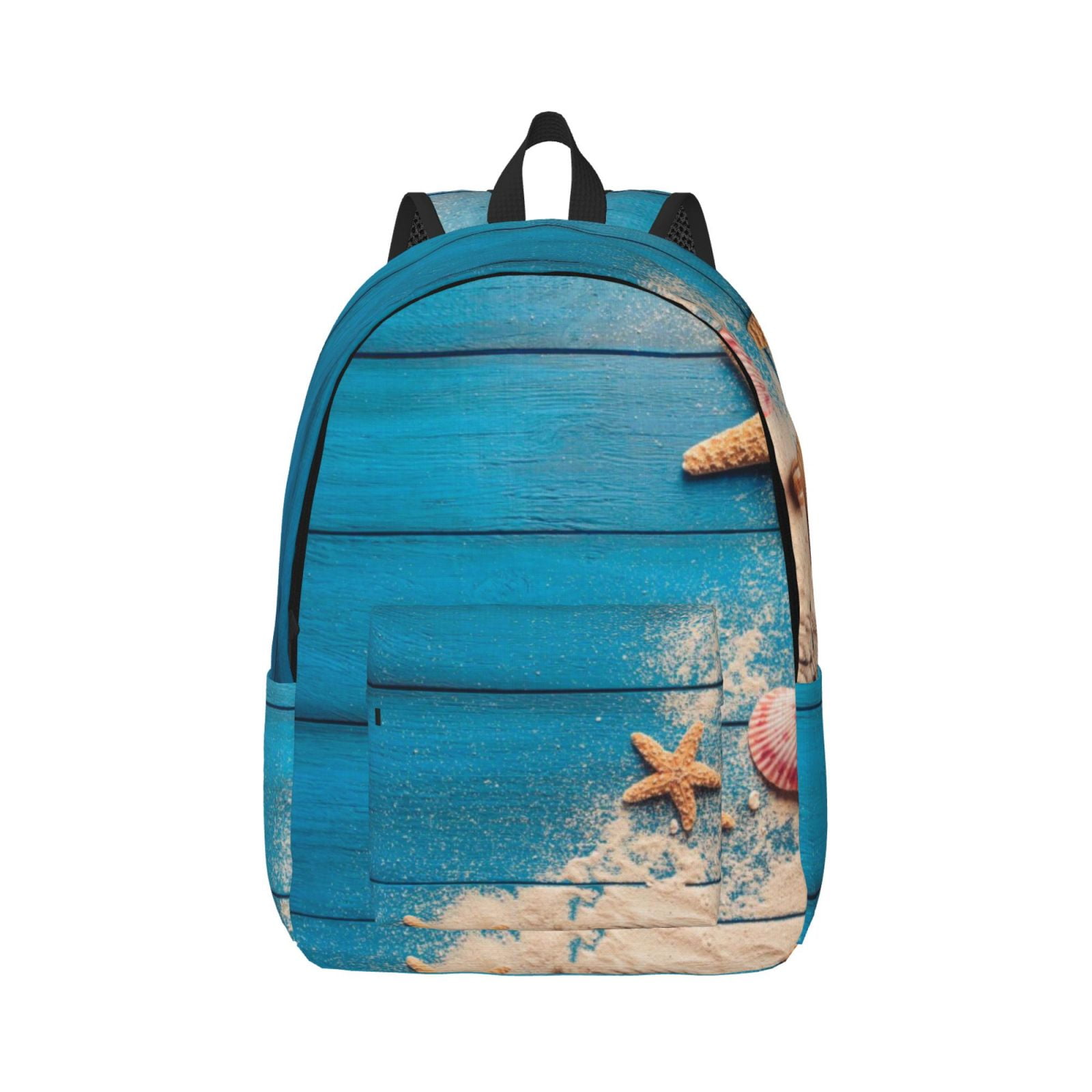 Qokaie Shells and Starfish Pattern Canvas Backpack Travel Daypack ...