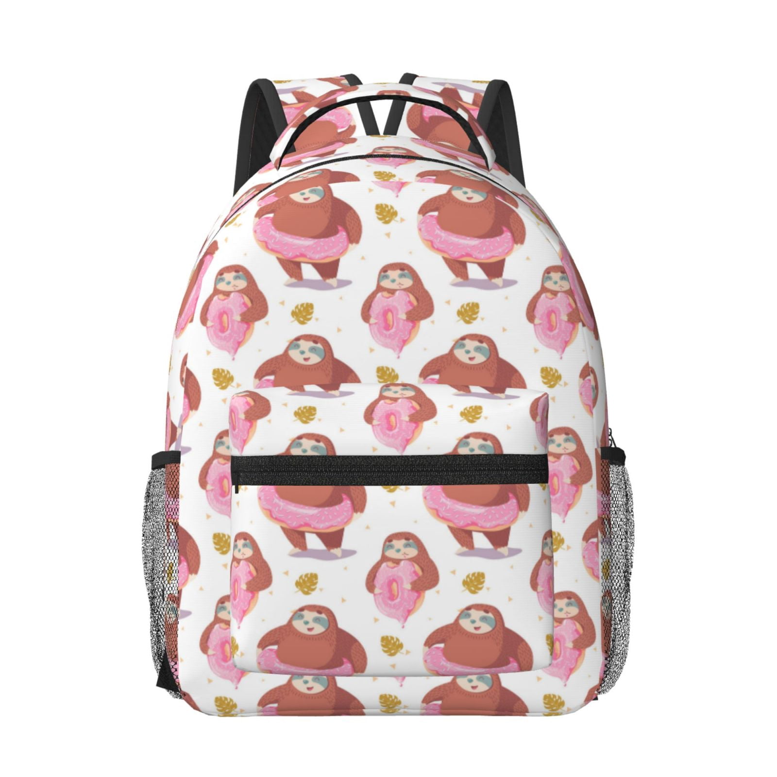 Qokaie Sloth with Donuts1 Style School Backpack Travel Bag for Men ...