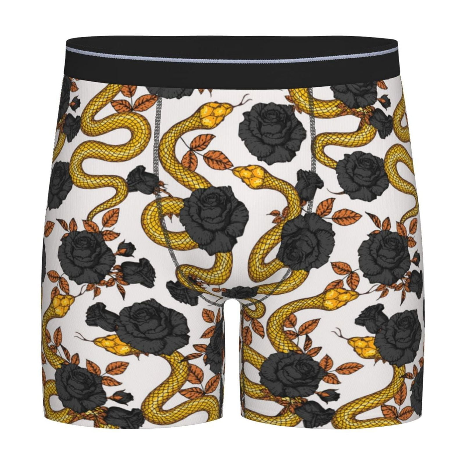 Qokaie Snake And Rose for Men's Cotton Briefs Underwear, Long Leg ...