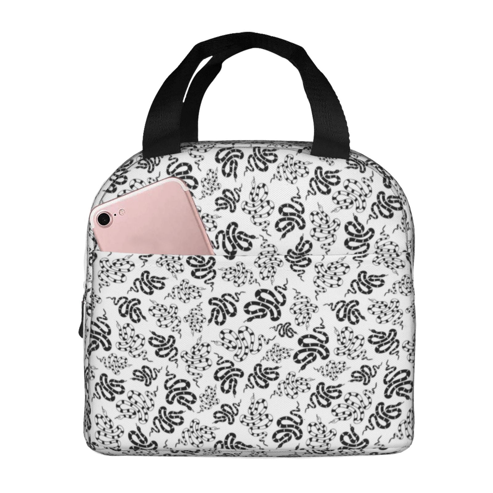 Qokaie Snake Printed Large Insulated Lunch Bag Insulated Lunch Box ...