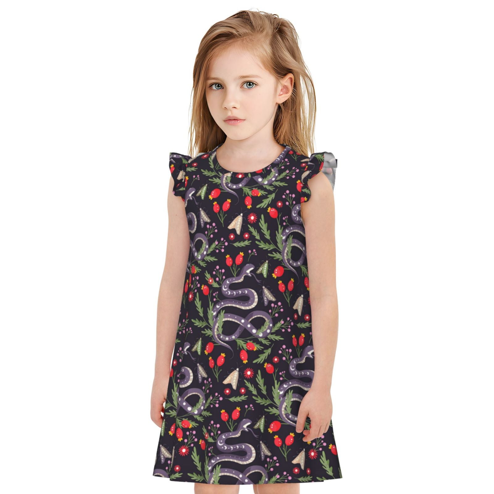 Qokaie Snakes And Snake Fruit Print Girls Nightgowns, Nightgown ...
