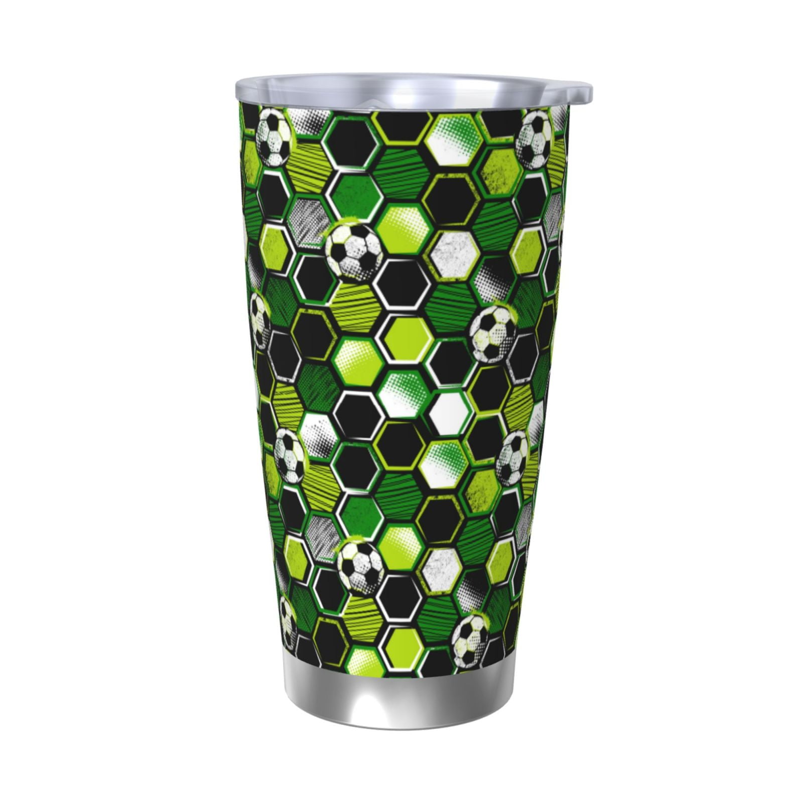 Qokaie Soccer1 Pattern 20 Oz Coffee Car Insulated Coffee Cup With Lid ...