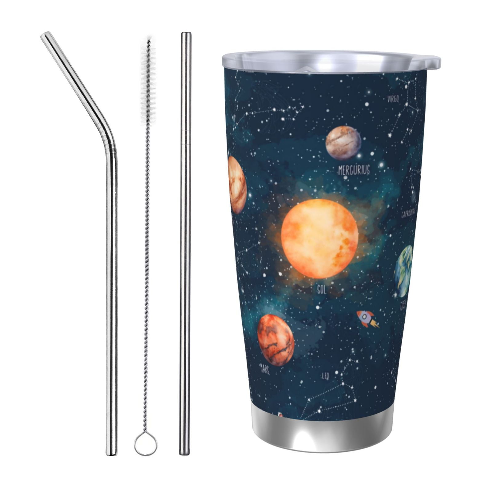 Qokaie Solar System And Planets Pattern 20 Oz Coffee Car Insulated ...