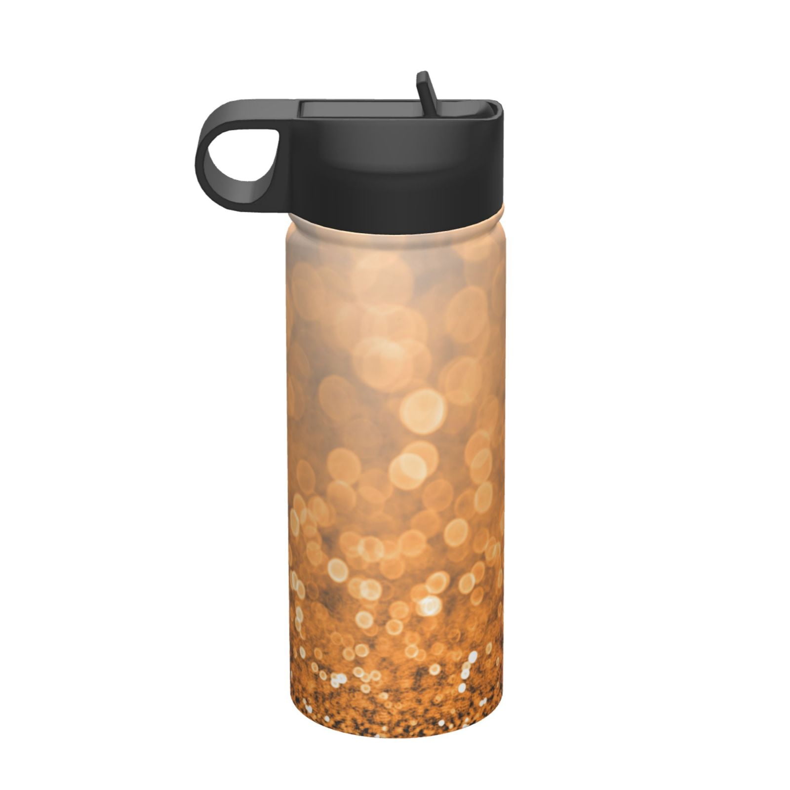 Qokaie Sparkling Orange and Black Pattern 18oz Insulated Water Bottle ...
