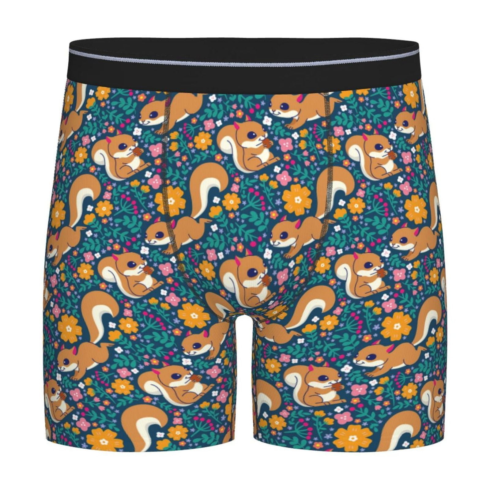 Qokaie Squirrel Garden Delight for Men's Cotton Briefs Underwear, Long ...
