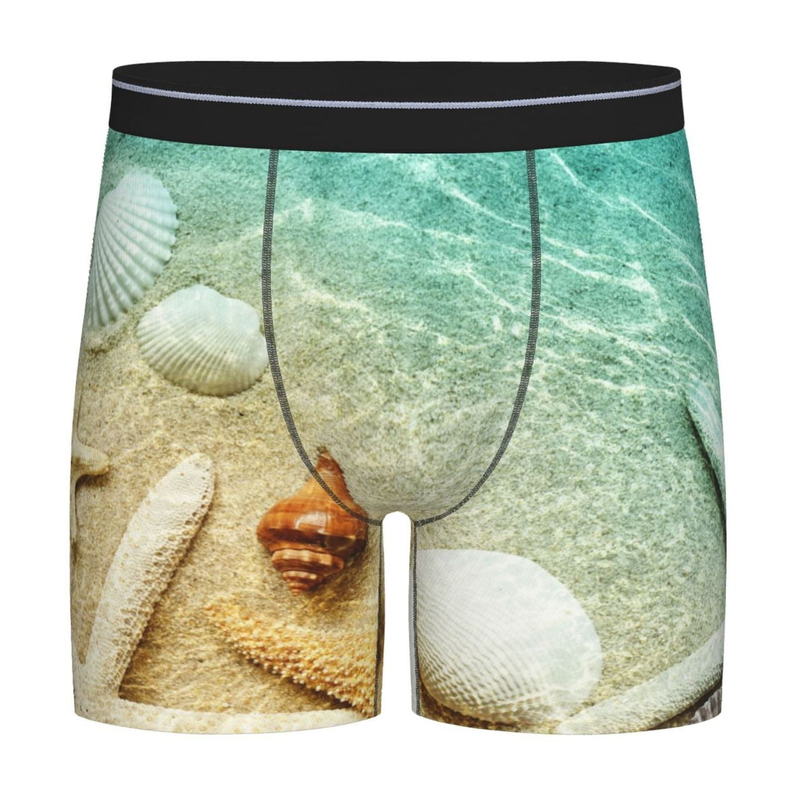 Qokaie Starfish And Seashell On The Beach for Men's Cotton Briefs ...