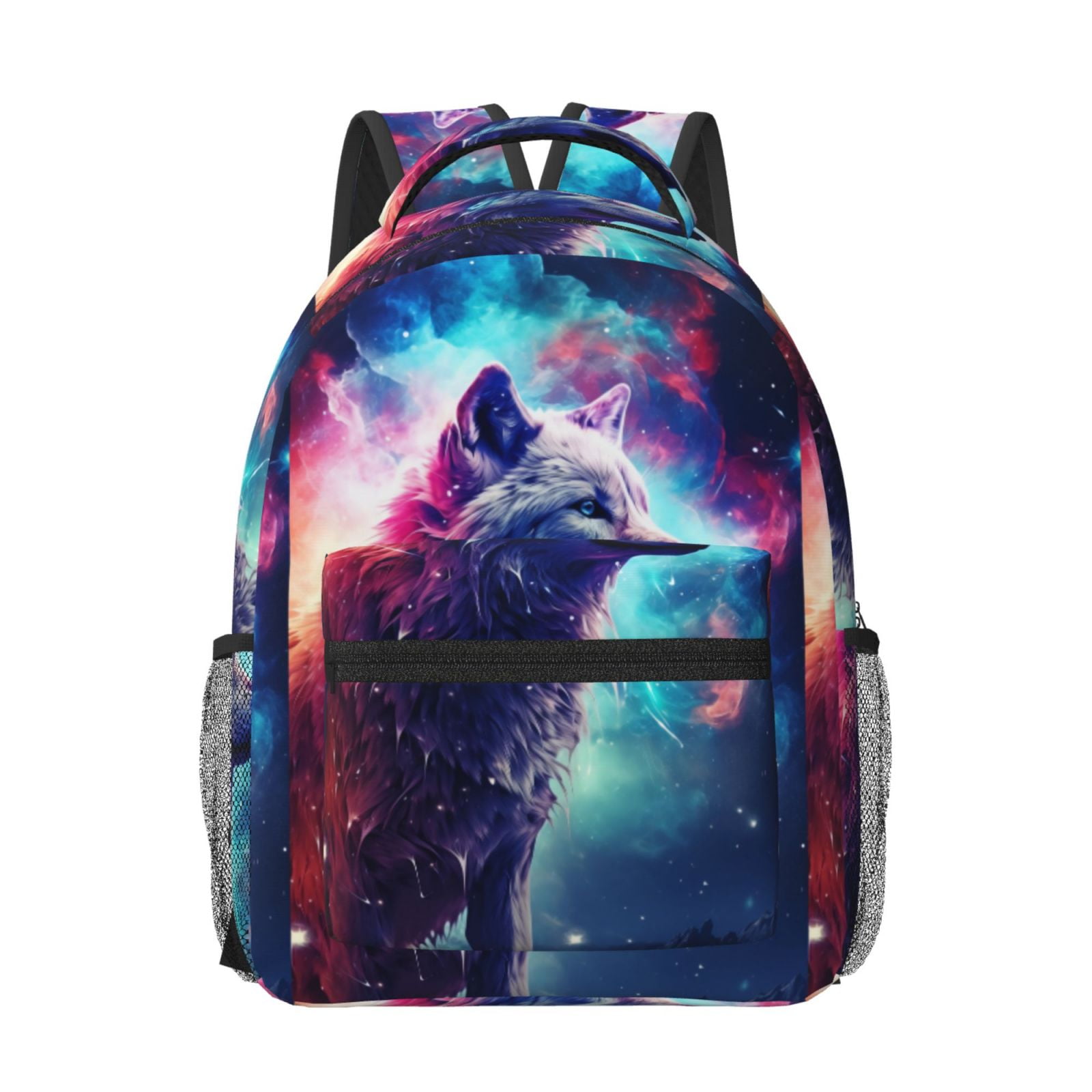 Qokaie Starry Multicolored Wolf Style School Backpack Travel Bag for ...