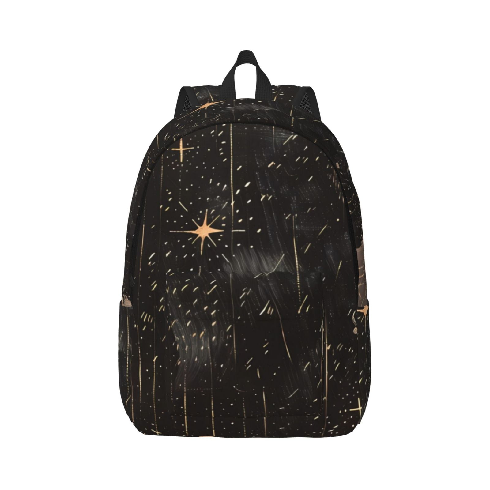 Qokaie Starry Night Black Sheep Pattern Canvas Backpack Travel Daypack ...