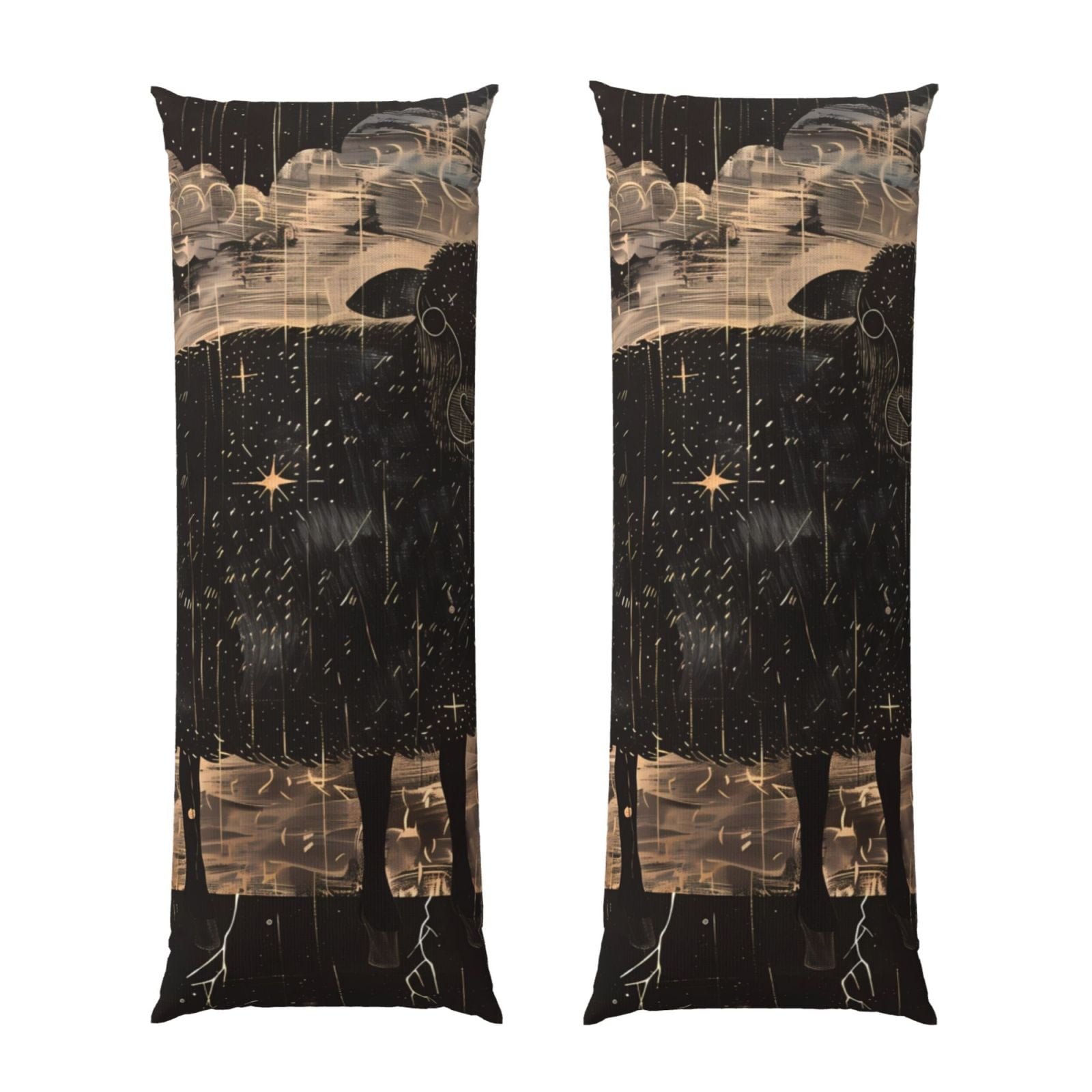 Qokaie Starry Night Black Sheep Print Cotton Hypoallergenic Body Pillow ...