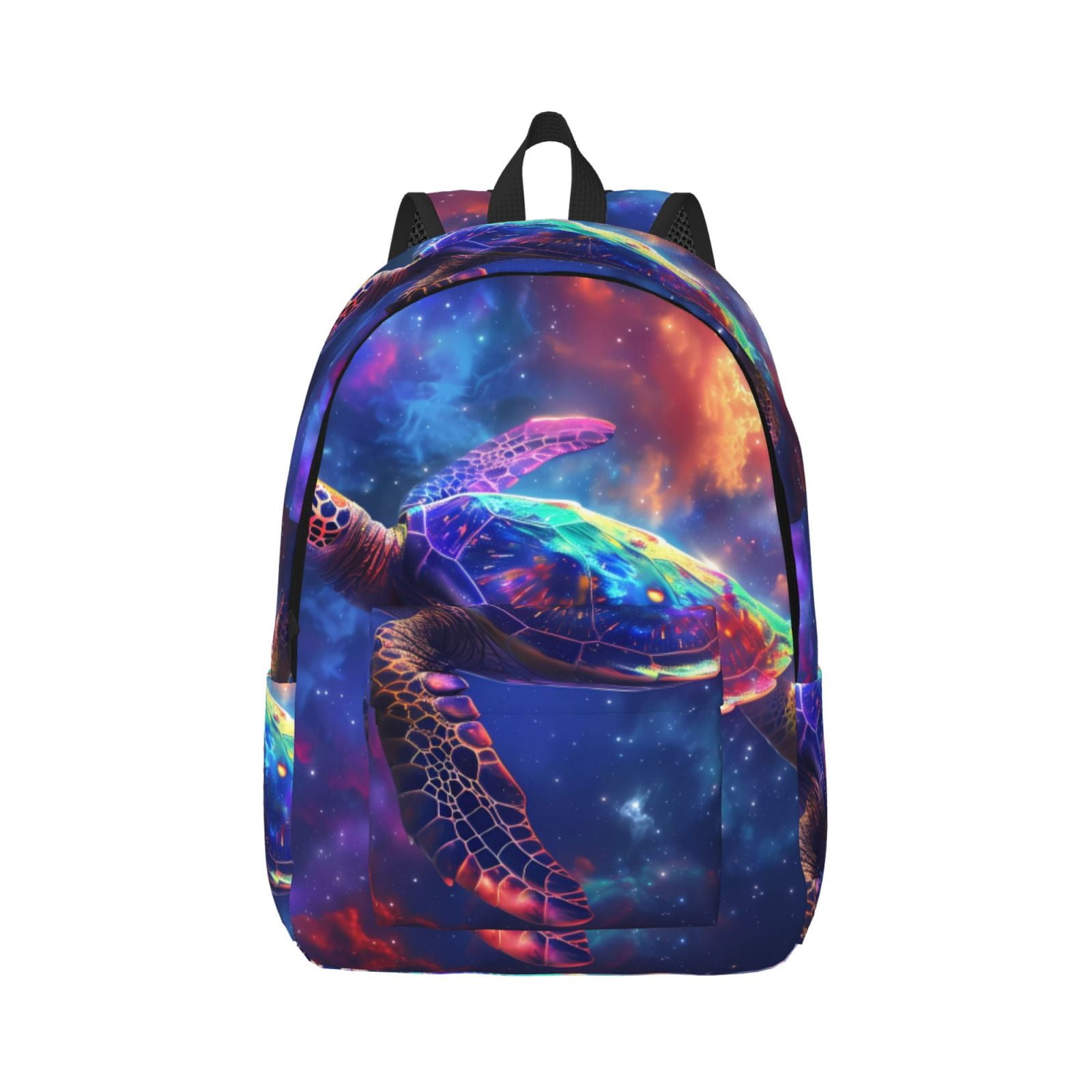 Qokaie Starry Sky Turtle Pattern Canvas Backpack Travel Daypack Student ...