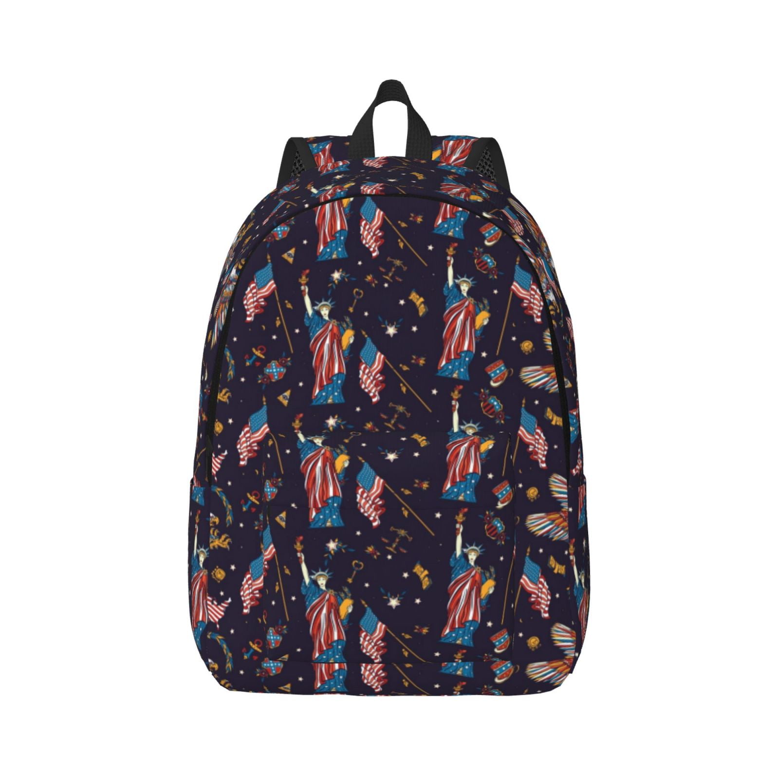Qokaie Statue Of Liberty Eagle Pattern Canvas Backpack Travel Daypack ...