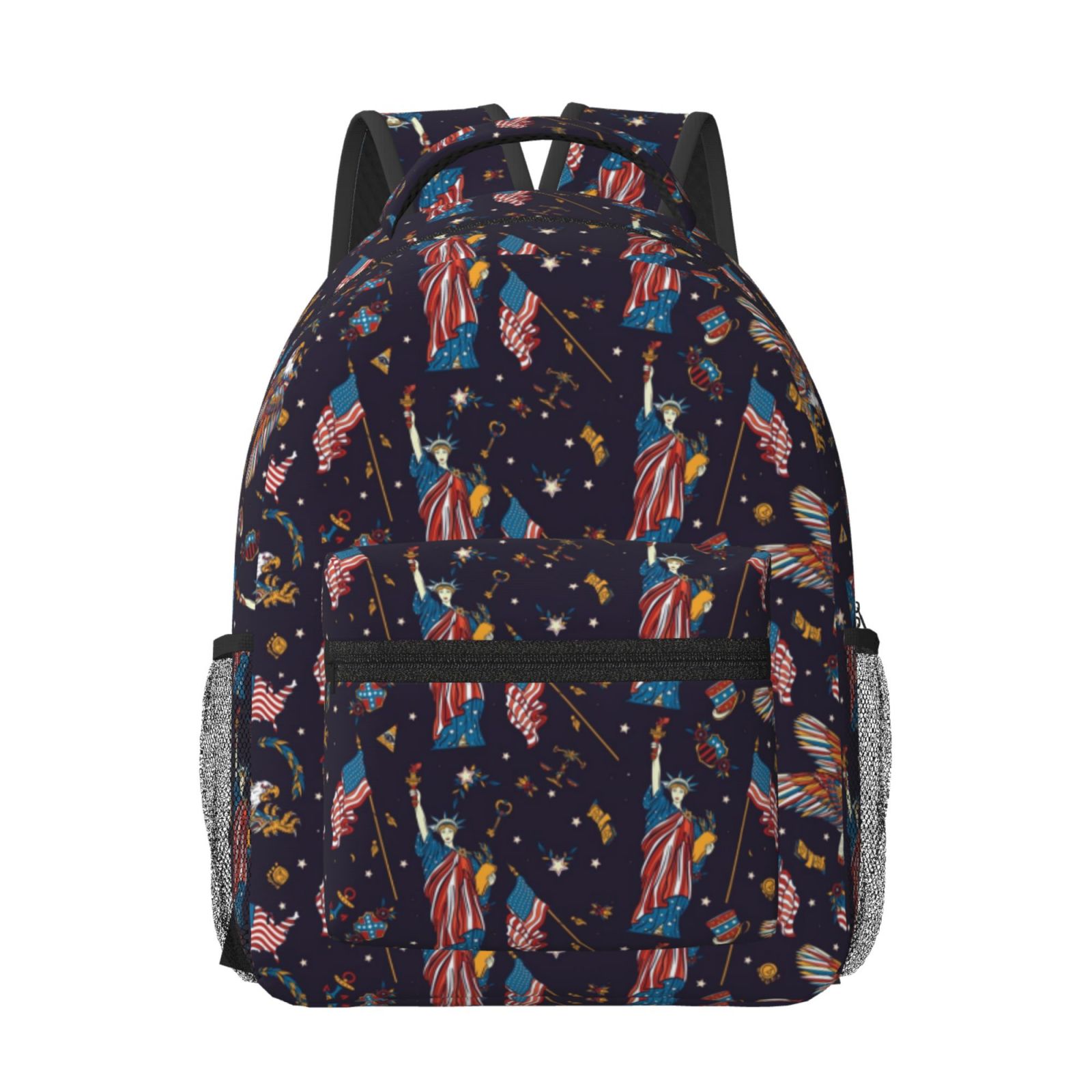 Qokaie Statue Of Liberty Eagle Style School Backpack Travel Bag for Men ...