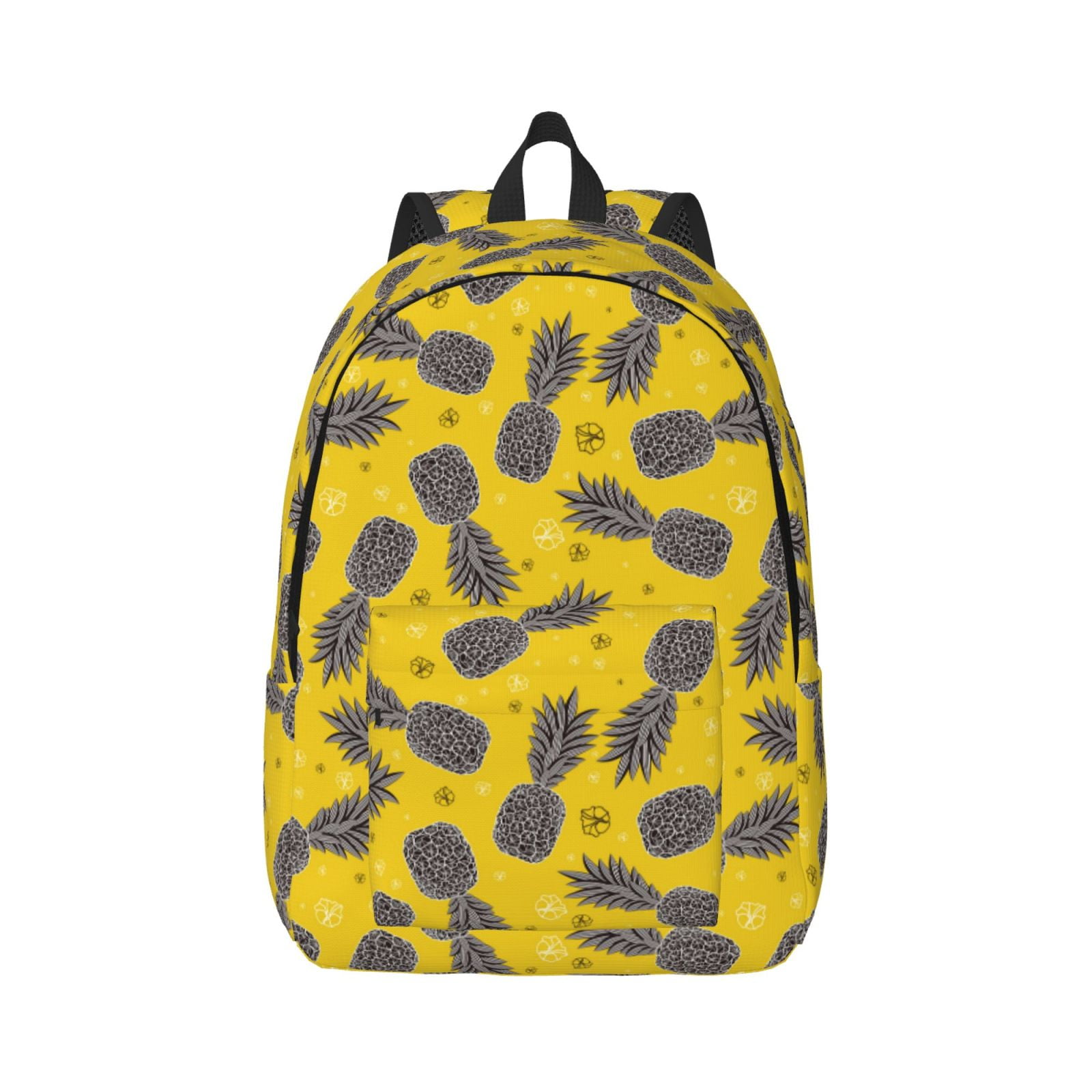 Qokaie Summer Pineapple Pattern Canvas Backpack Travel Daypack Student ...