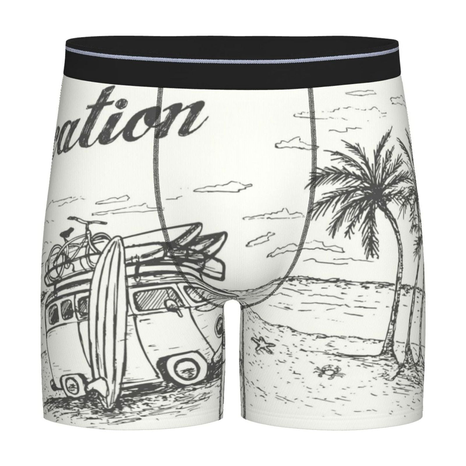 Qokaie Summer Vacation Scene With Camping Van for Men's Cotton Briefs ...