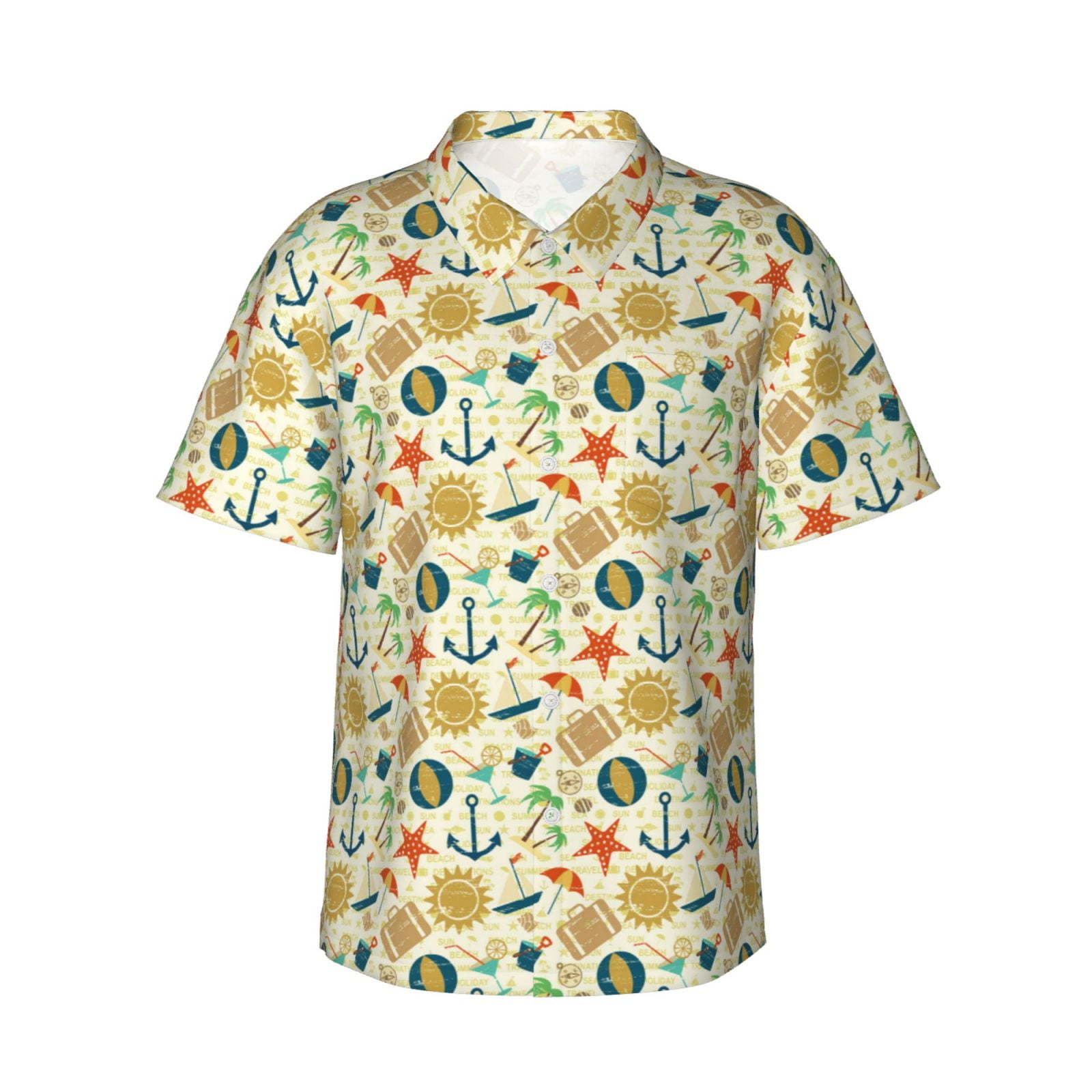 Qokaie Summer and sea Print Men’s Hawaiian Shirt – Tropical Short ...