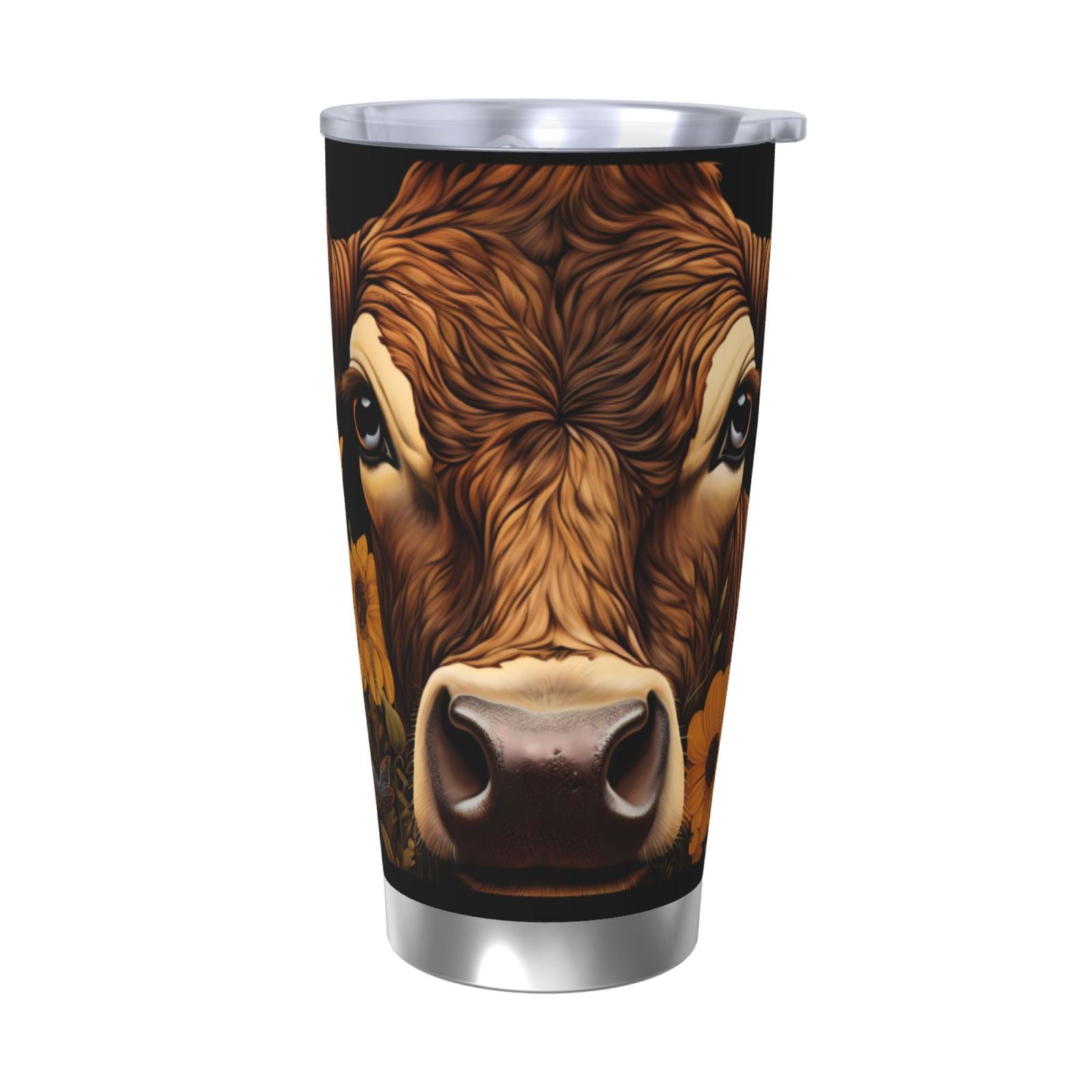 Qokaie Sunflower Butterfly Cow Pattern 20 Oz Coffee Car Insulated ...