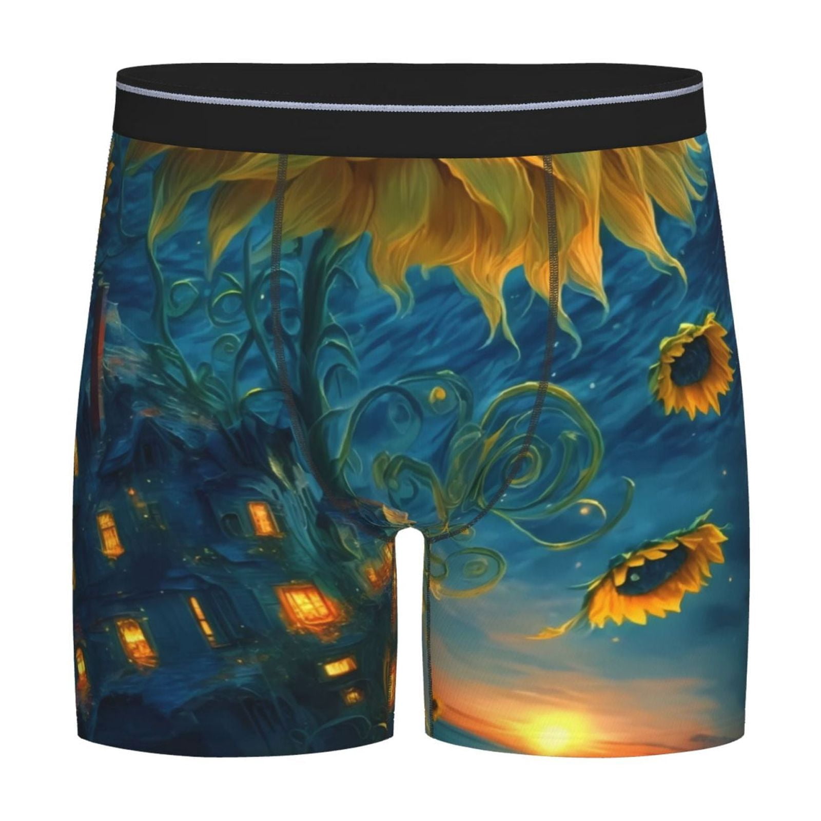 Qokaie Sunflower Castle Starry Sky for Men's Cotton Briefs Underwear ...