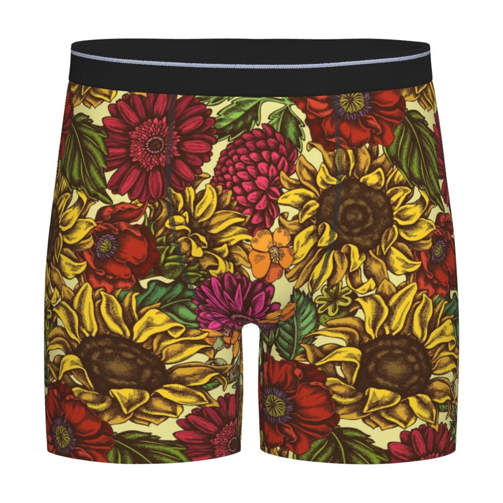 Qokaie Sunflower for Men's Cotton Briefs Underwear, Long Leg Briefs ...
