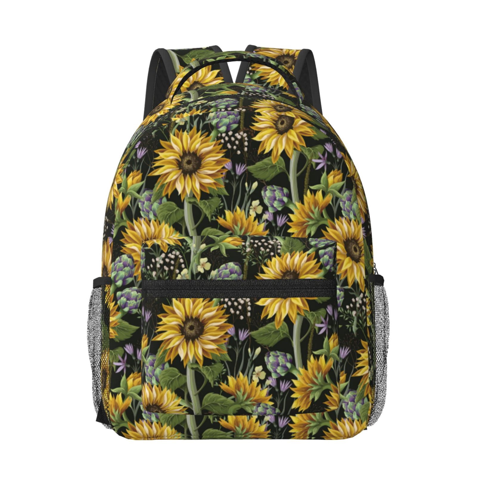 Qokaie Sunflowers Style School Backpack Travel Bag for Men & Women ...