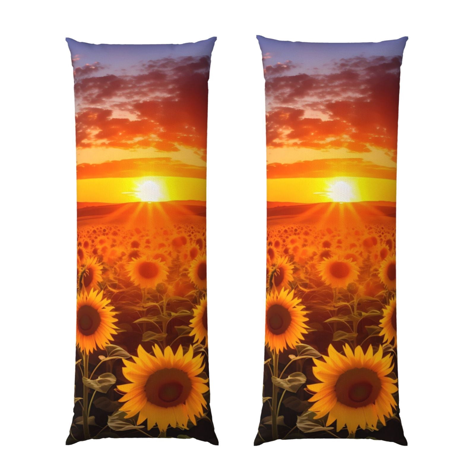 Qokaie Sunset Golden Sunflower Field Print Cotton Hypoallergenic Body ...