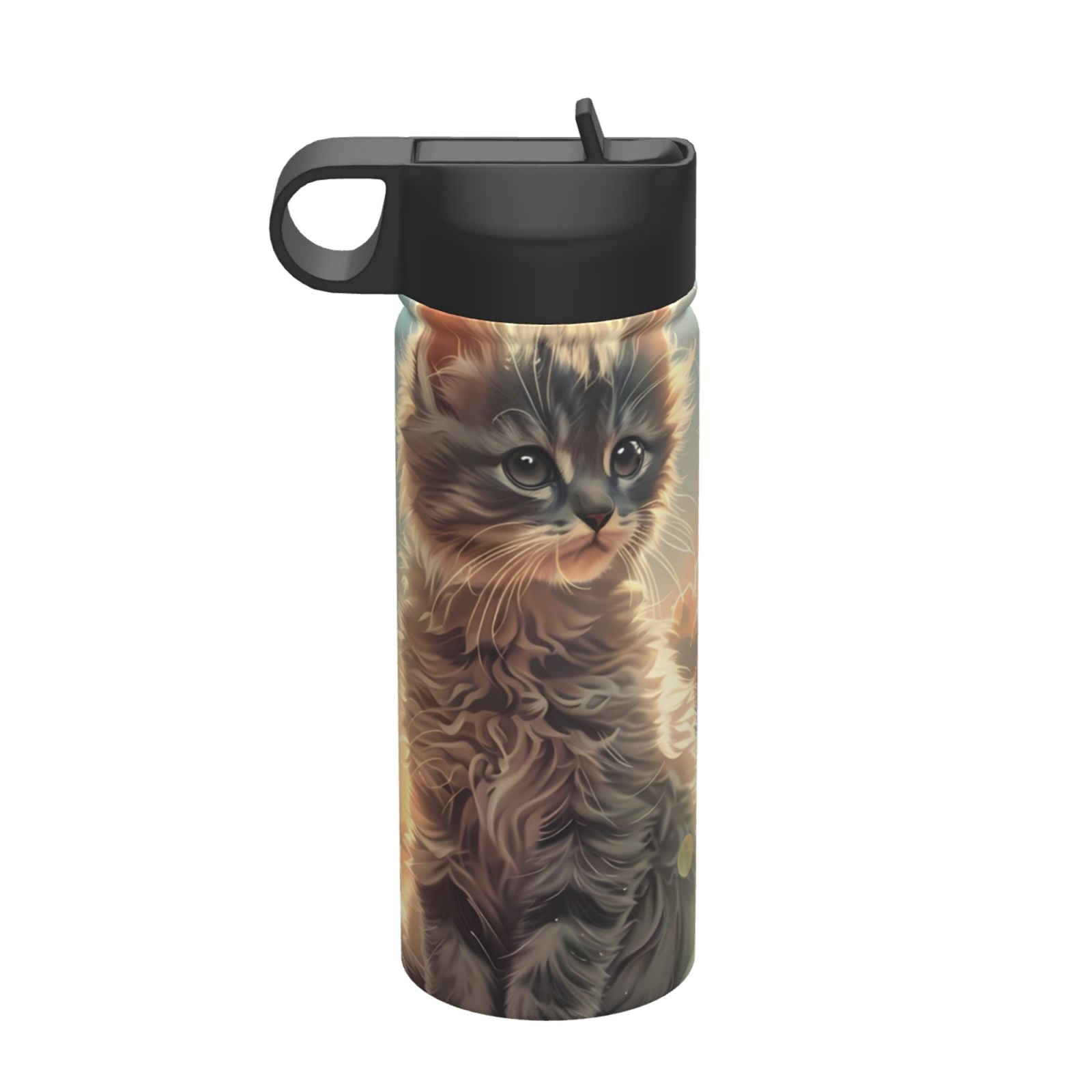 Qokaie Sunshine Cloud Kitten Pattern 18oz Insulated Water Bottle ...