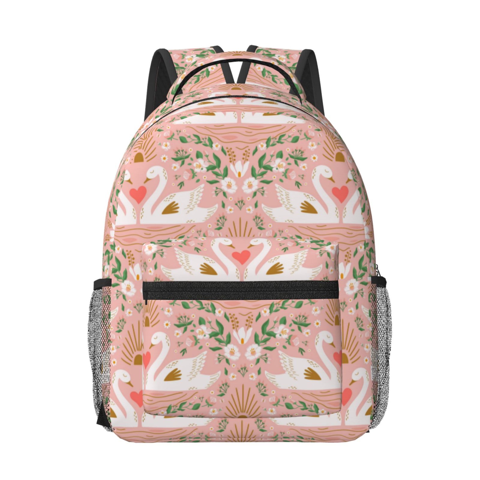 Qokaie Swan Couple Style School Backpack Travel Bag for Men & Women ...