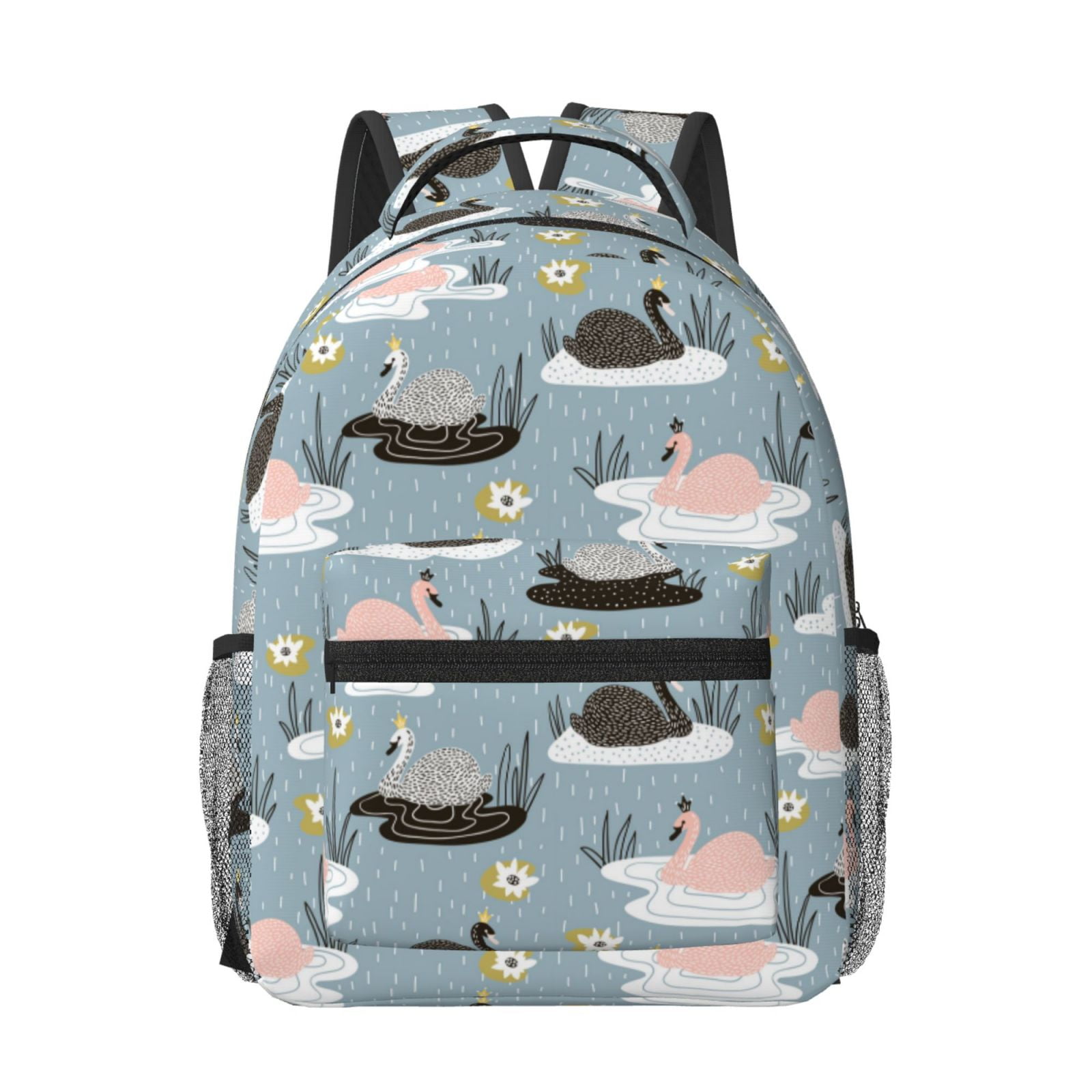 Qokaie Swan Princess On Lake Style School Backpack Travel Bag for Men ...