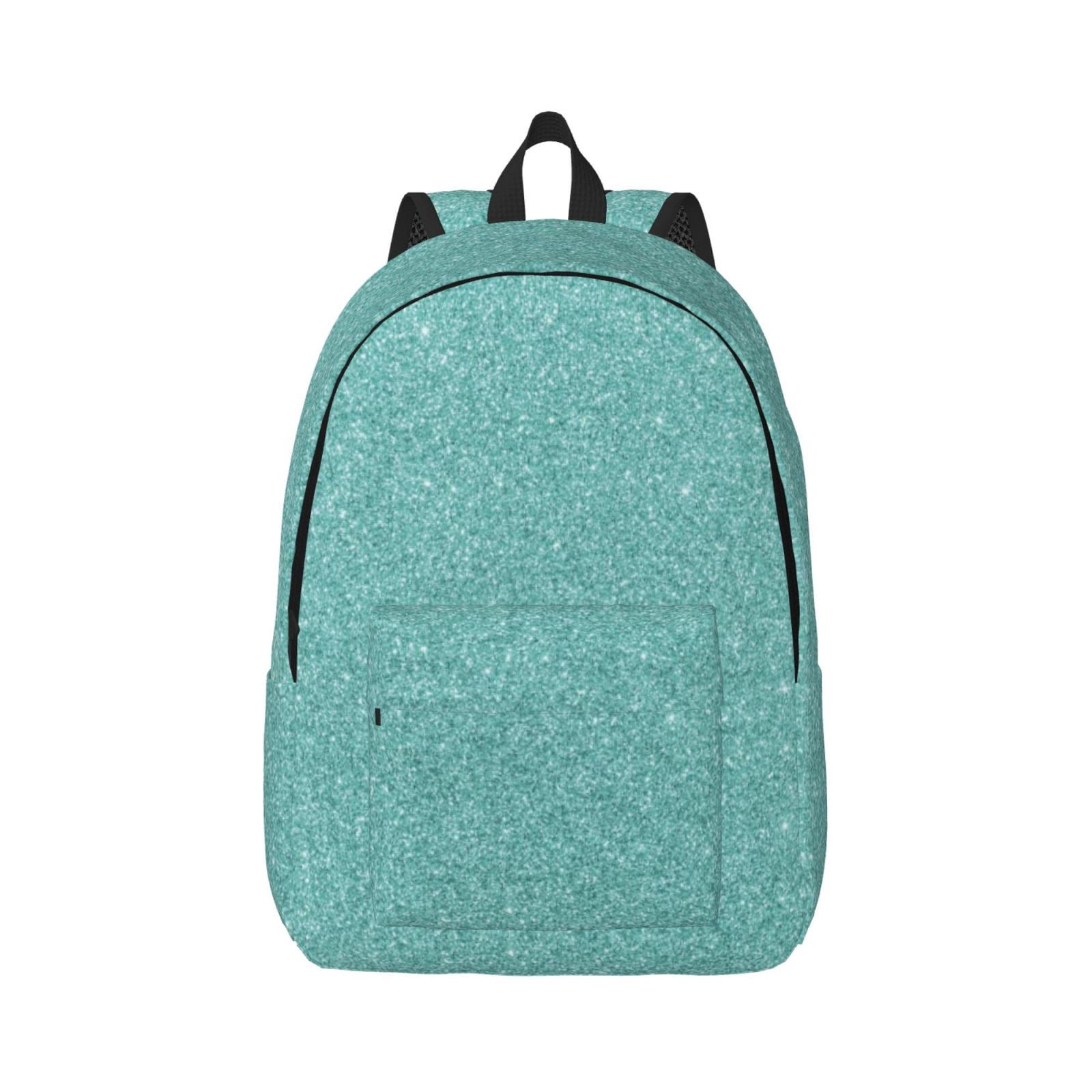 Qokaie Teal Green Glitter Pattern Canvas Backpack Travel Daypack ...