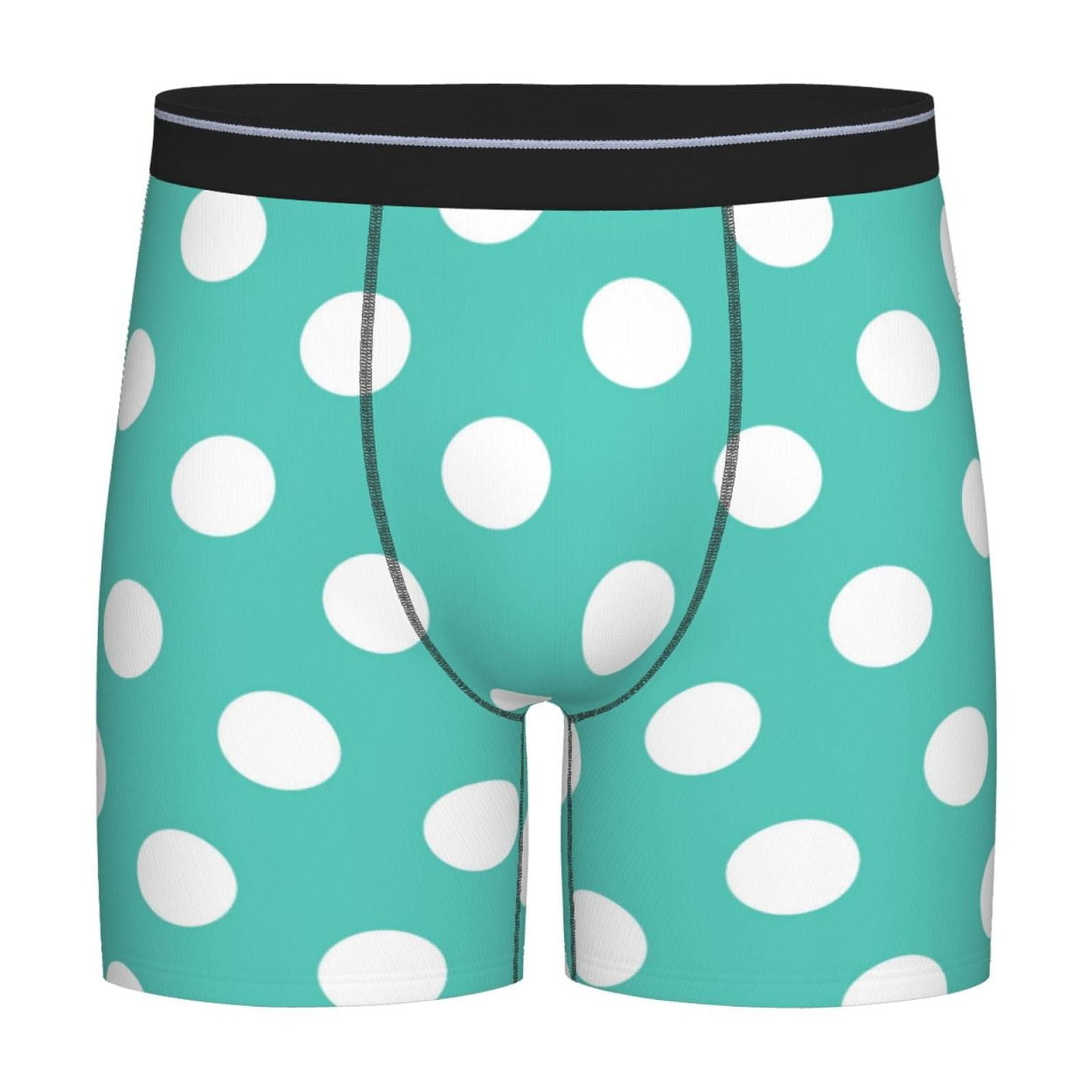 Qokaie Teal Turquoise And White Polka Dot for Men's Cotton Briefs ...