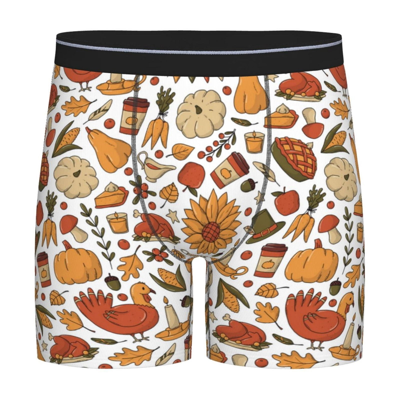 Qokaie Thanksgiving Food for Men's Cotton Briefs Underwear, Long Leg ...