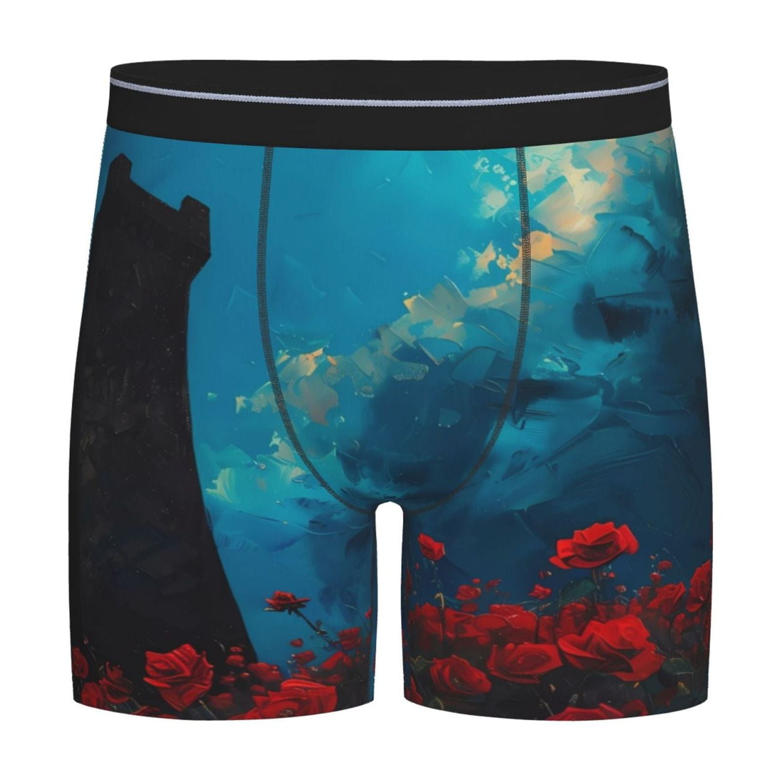 Qokaie Tower And Red Roses for Men's Cotton Briefs Underwear, Long Leg Briefs,Anti-chafing Boxer ...