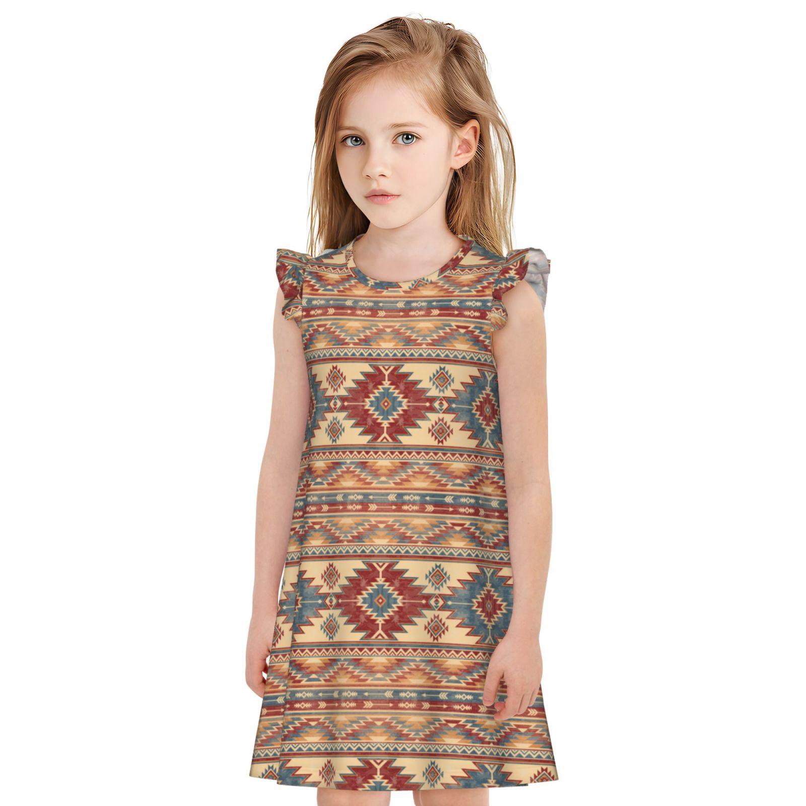 Qokaie Traditional Tribal Aztec Print Girls Nightgowns, Nightgown ...