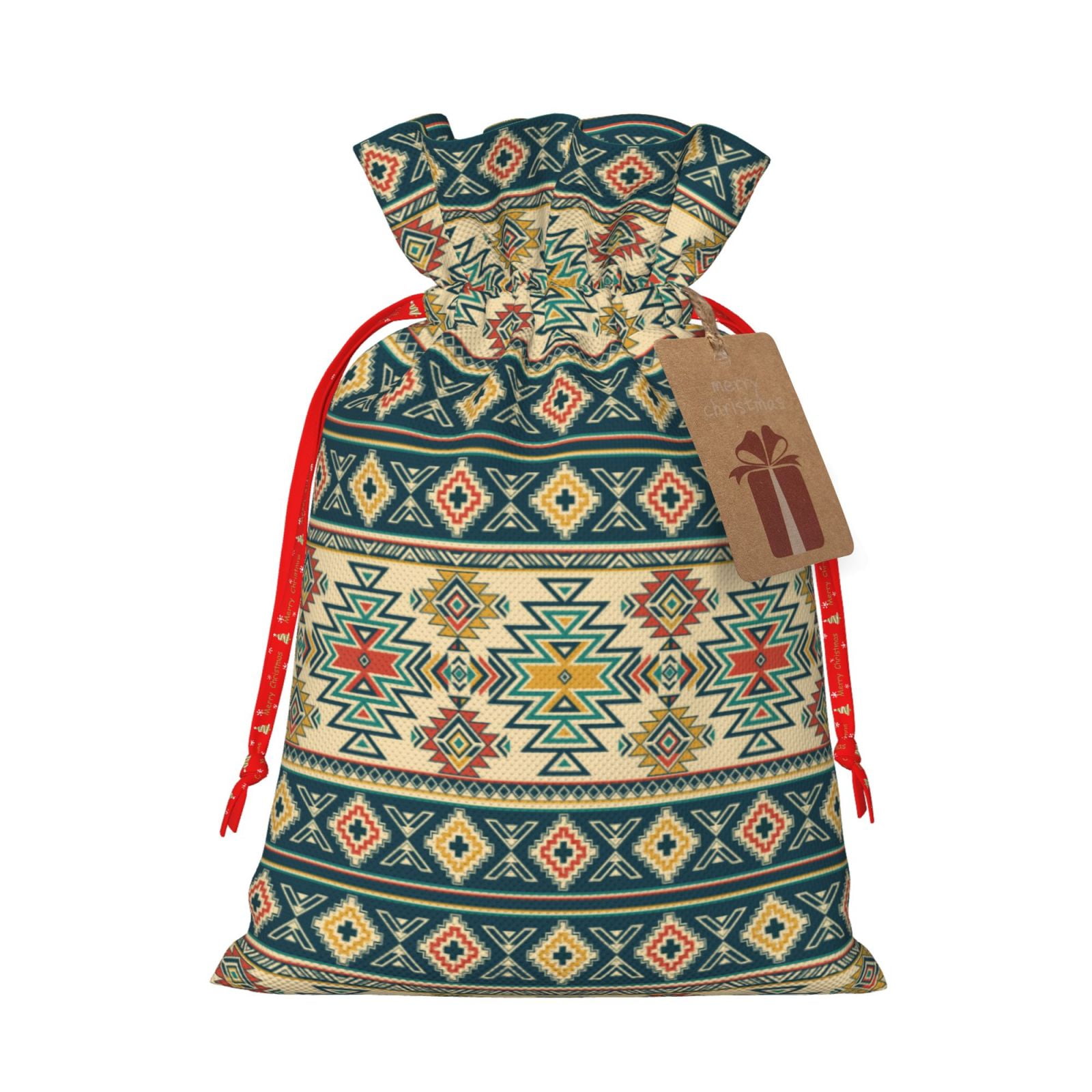 Qokaie Traditional Tribal Aztec1 Pattern Package Holiday Drawstring ...