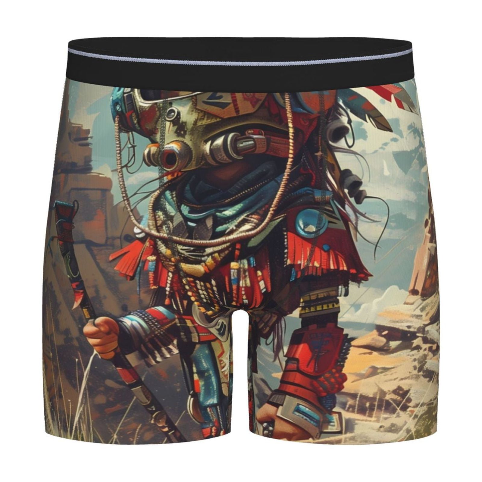 Qokaie Tribal Futuristic Warrior for Men's Cotton Briefs Underwear ...