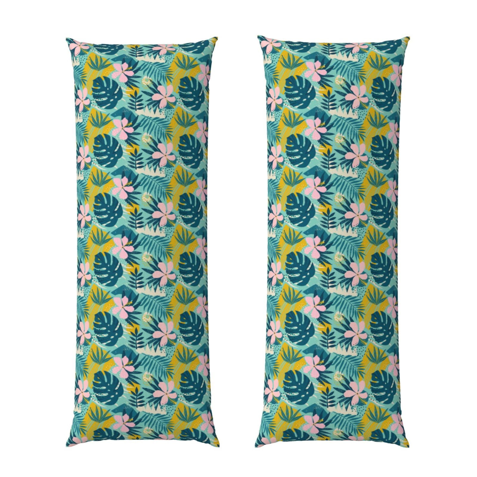 Qokaie Tropical Floral Print Cotton Hypoallergenic Body Pillow ...