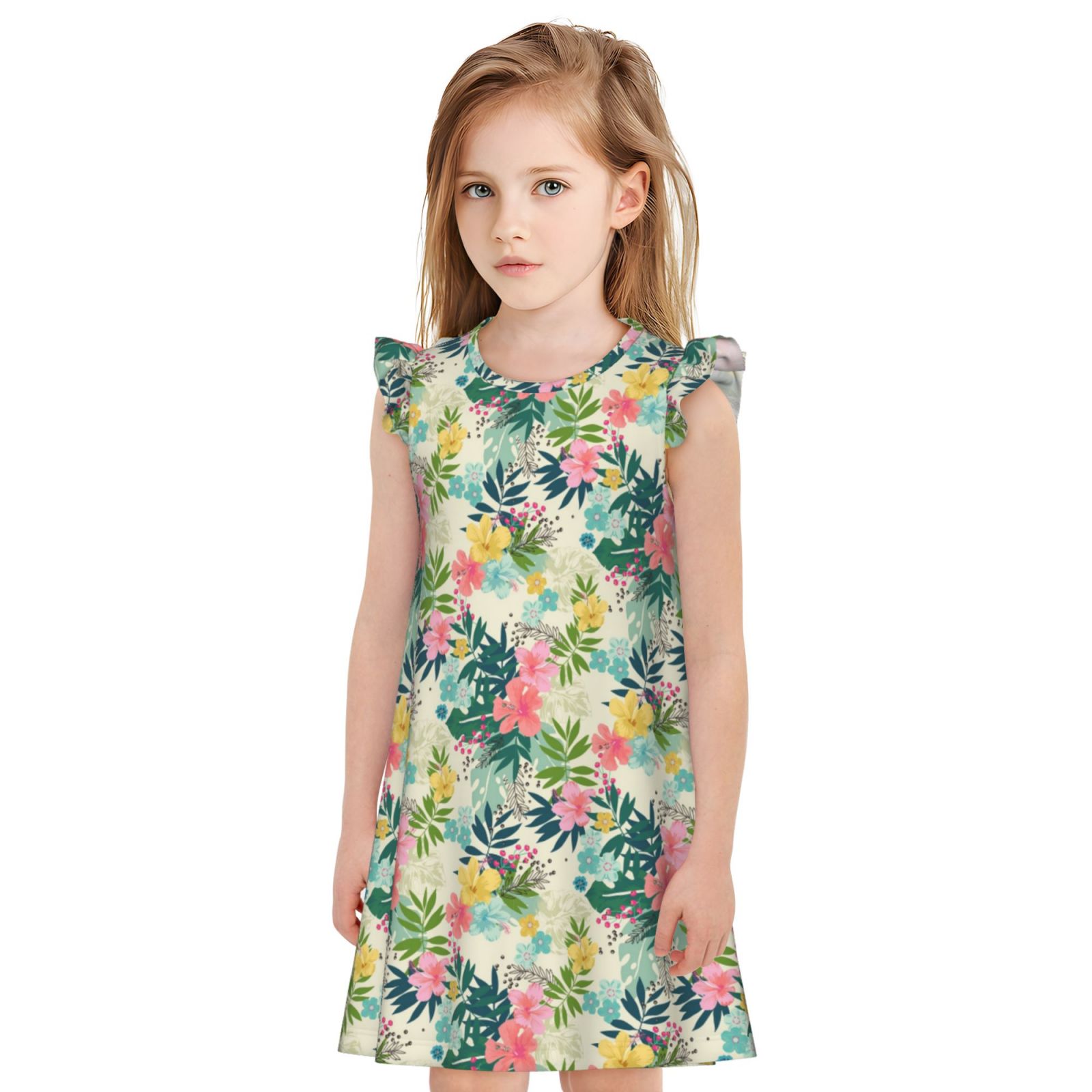 Qokaie Tropical Flowers Print Girls Nightgowns, Nightgown Princess ...