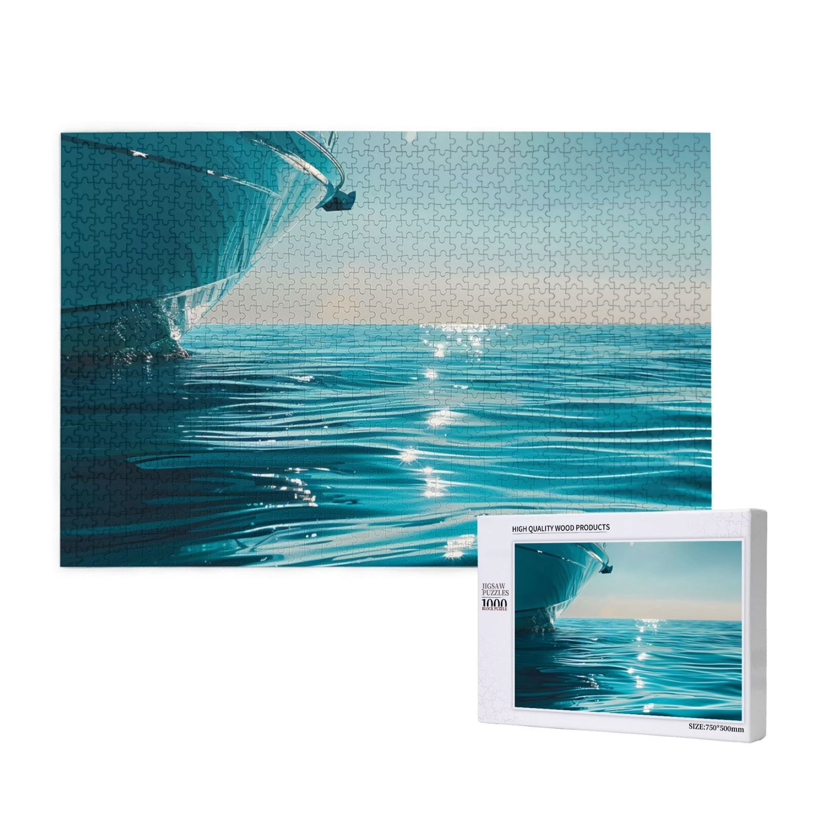 Qokaie Turquoise Ocean Reflection Pattern Picture Puzzle,Wooden 1000 ...
