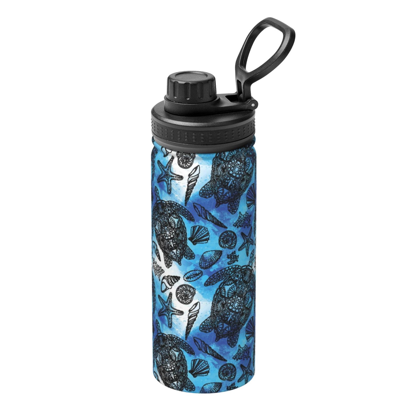 Qokaie Turtle，Shell Algae Starfish Coral Pattern 18oz Insulated Water ...