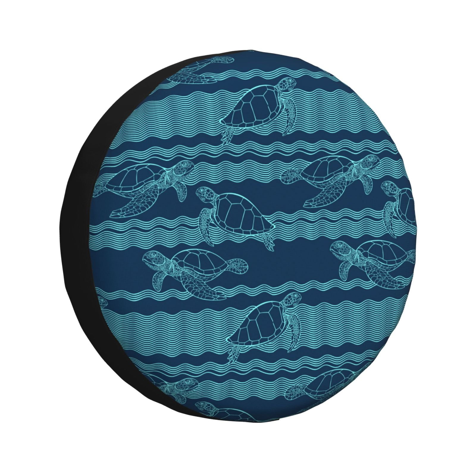 Qokaie Turtles and Waves Pattern Tire Cover, Waterproof Leather Wheel ...