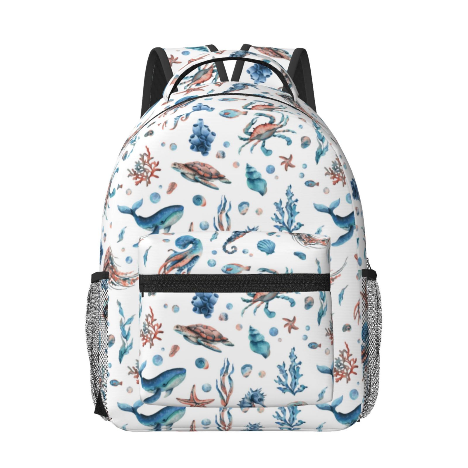 Qokaie Undersea Animals Style School Backpack Travel Bag for Men ...