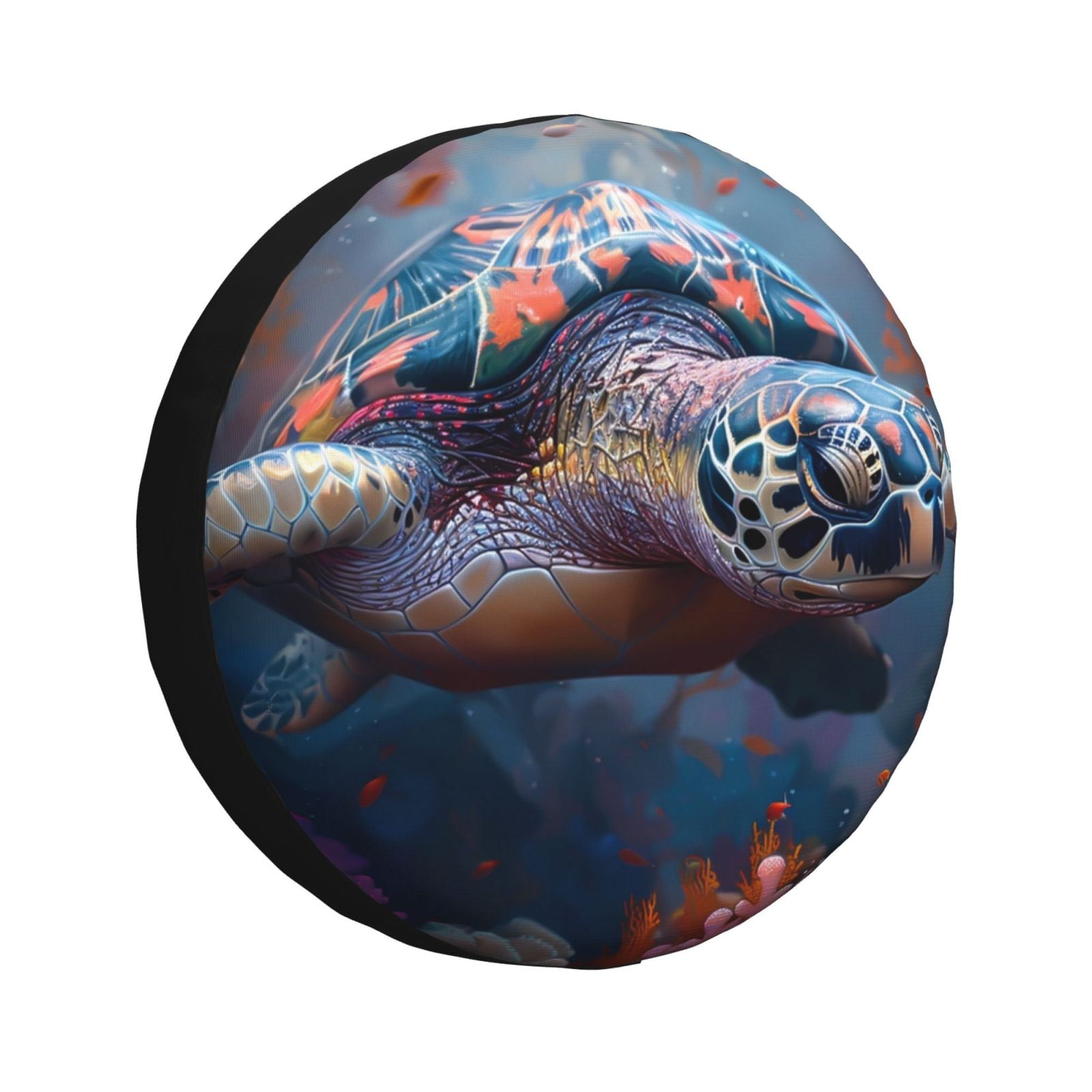 Qokaie Underwater Lazy Turtle Pattern Tire Cover, Waterproof Leather ...