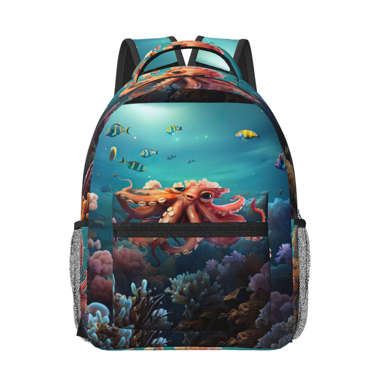 Qokaie Underwater Plant Octopus Style School Backpack Travel Bag for ...