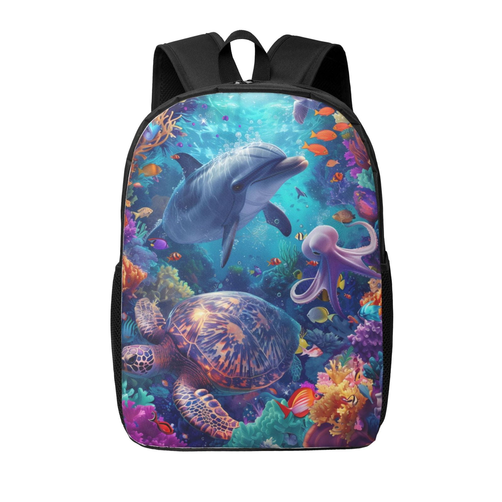 Qokaie Underwater Turtle Dolphin Octopus Printed Durable 17in Student ...