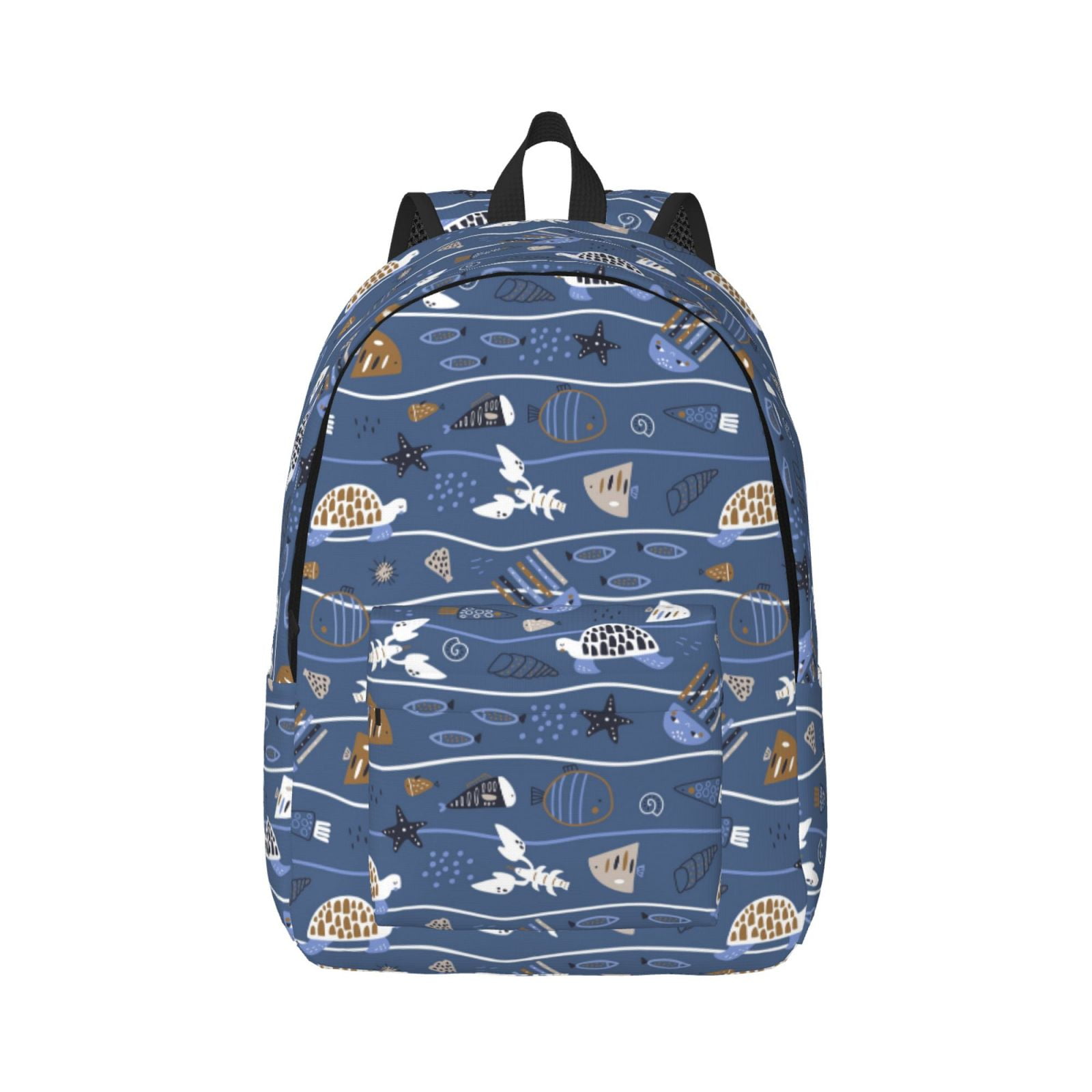 Qokaie Underwater World Animals Pattern Canvas Backpack Travel Daypack ...