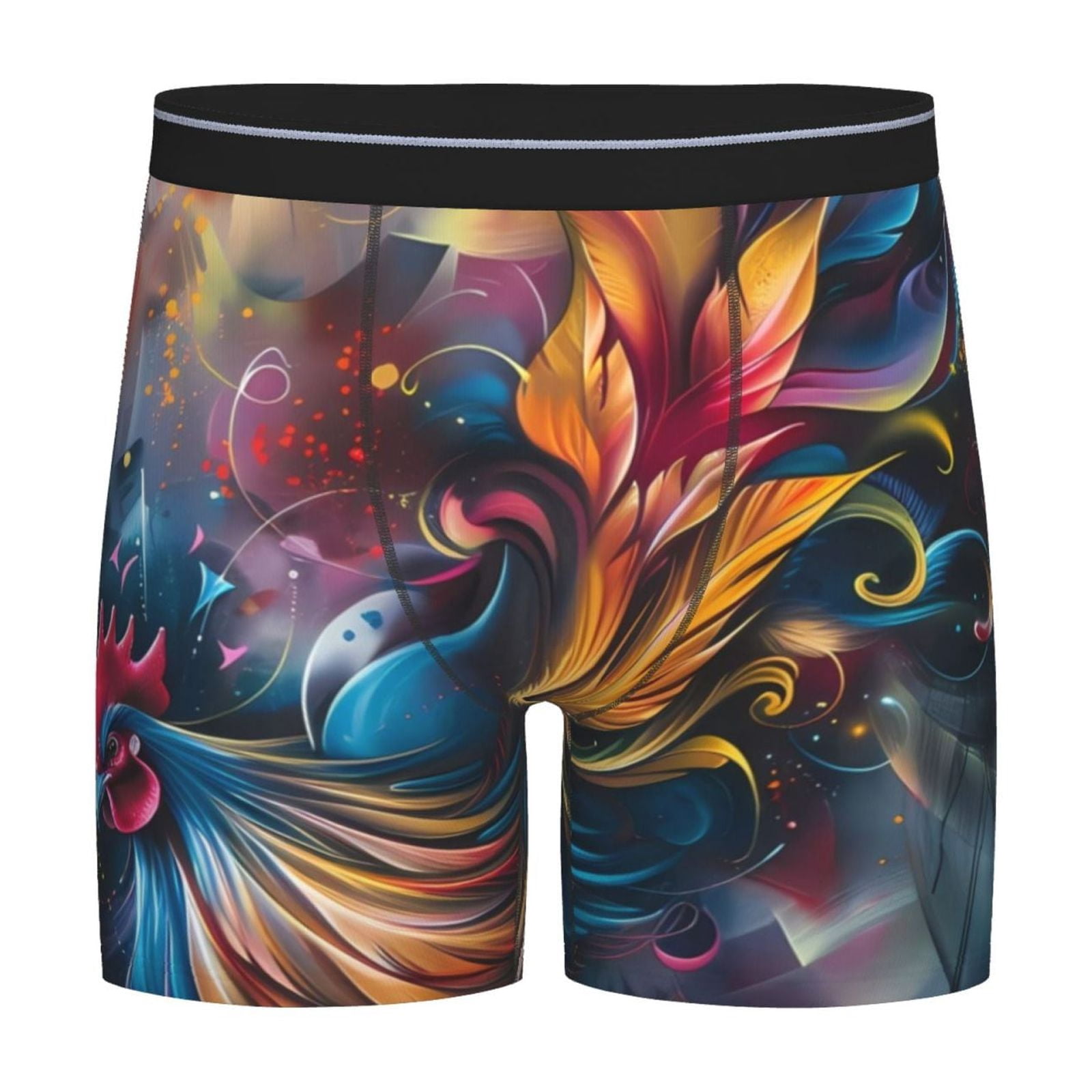 Qokaie Vibrant Rooster Painting for Men's Cotton Briefs Underwear, Long ...