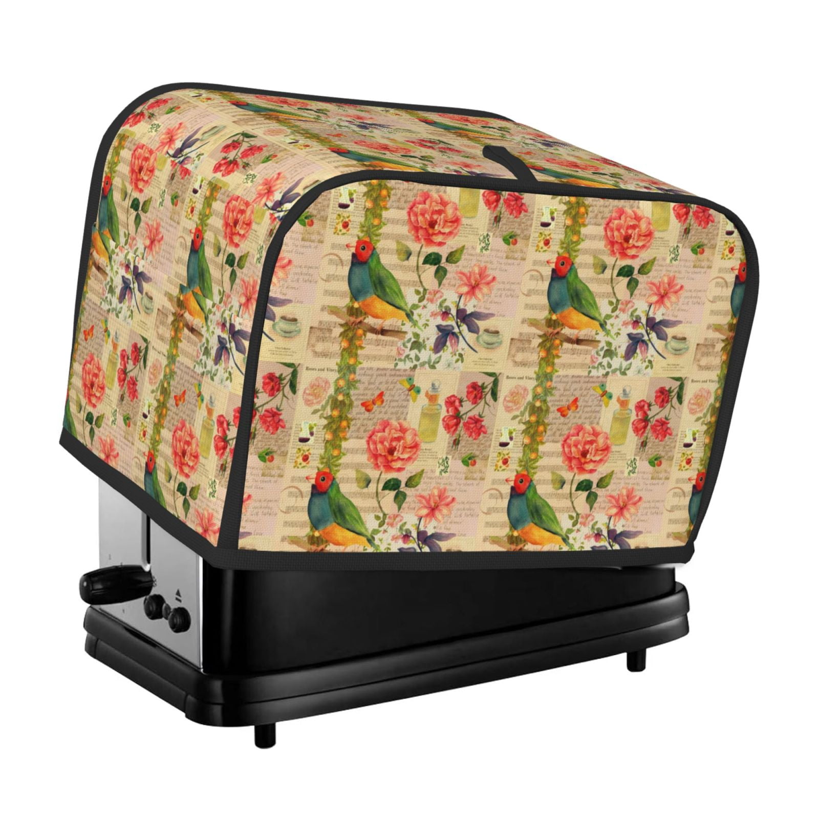 Qokaie Vintage Bird Print Toaster Cover 2 Slice,Toaster Oven Cover ...