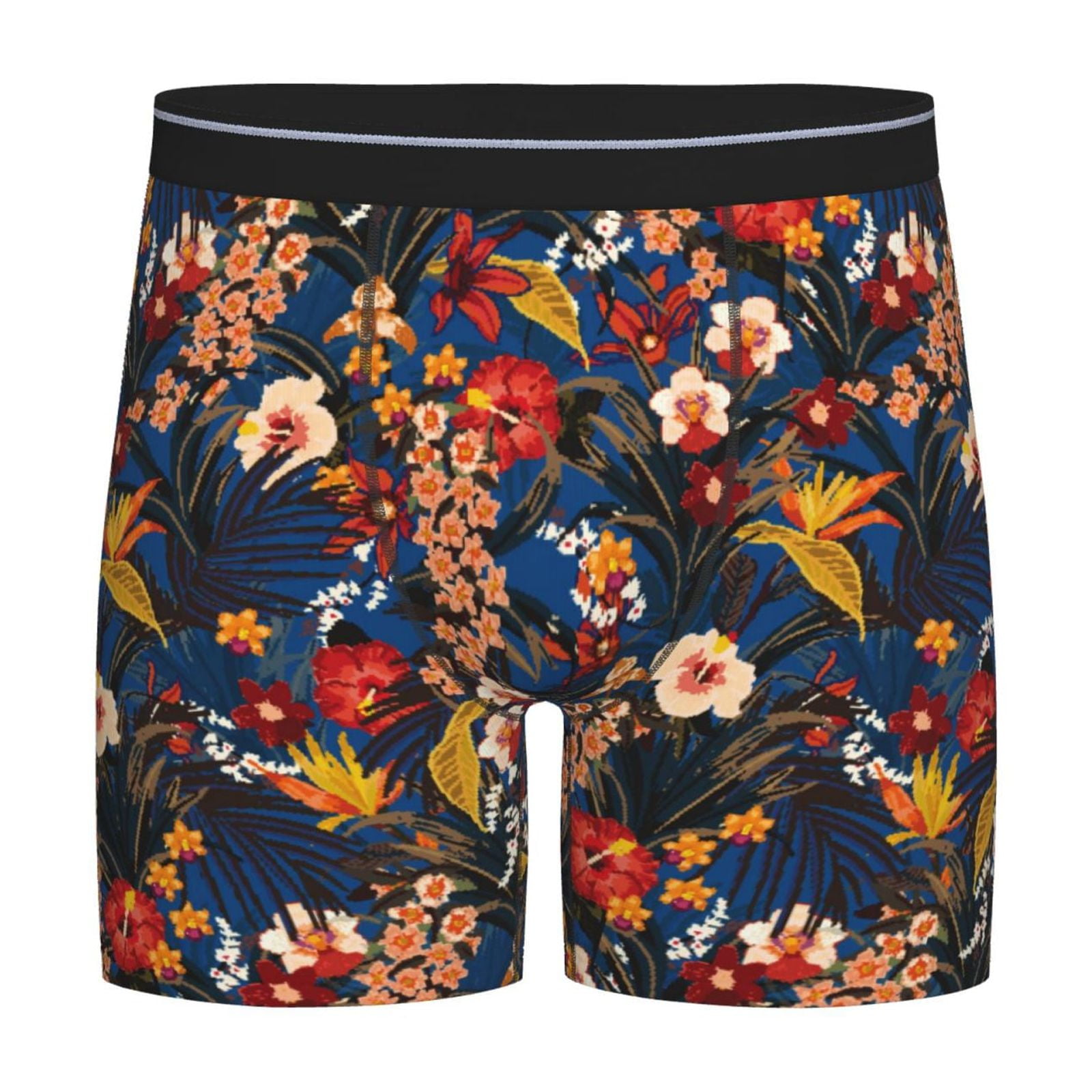 Qokaie Vintage Floral for Men's Cotton Briefs Underwear, Long Leg ...