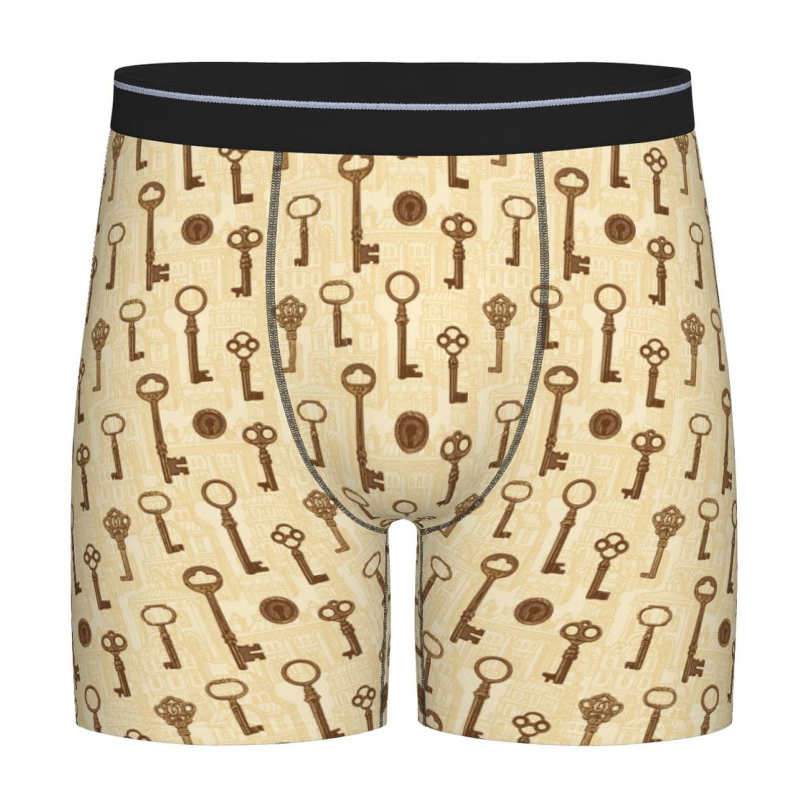 Qokaie Vintage Keys for Men's Cotton Briefs Underwear, Long Leg Briefs ...